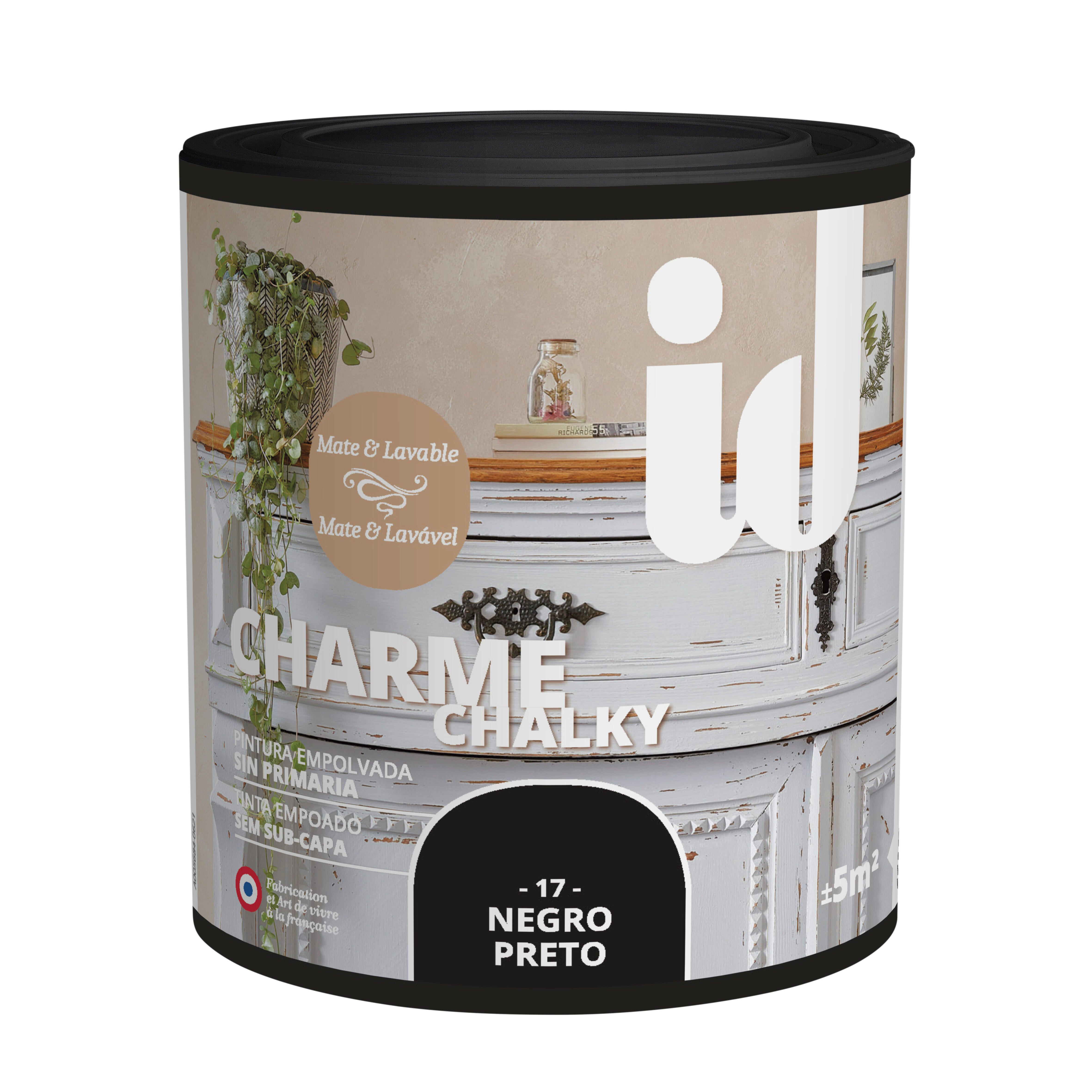 Pintura para mueble ID Charme en color negro mate multisoporte 500 ml ...