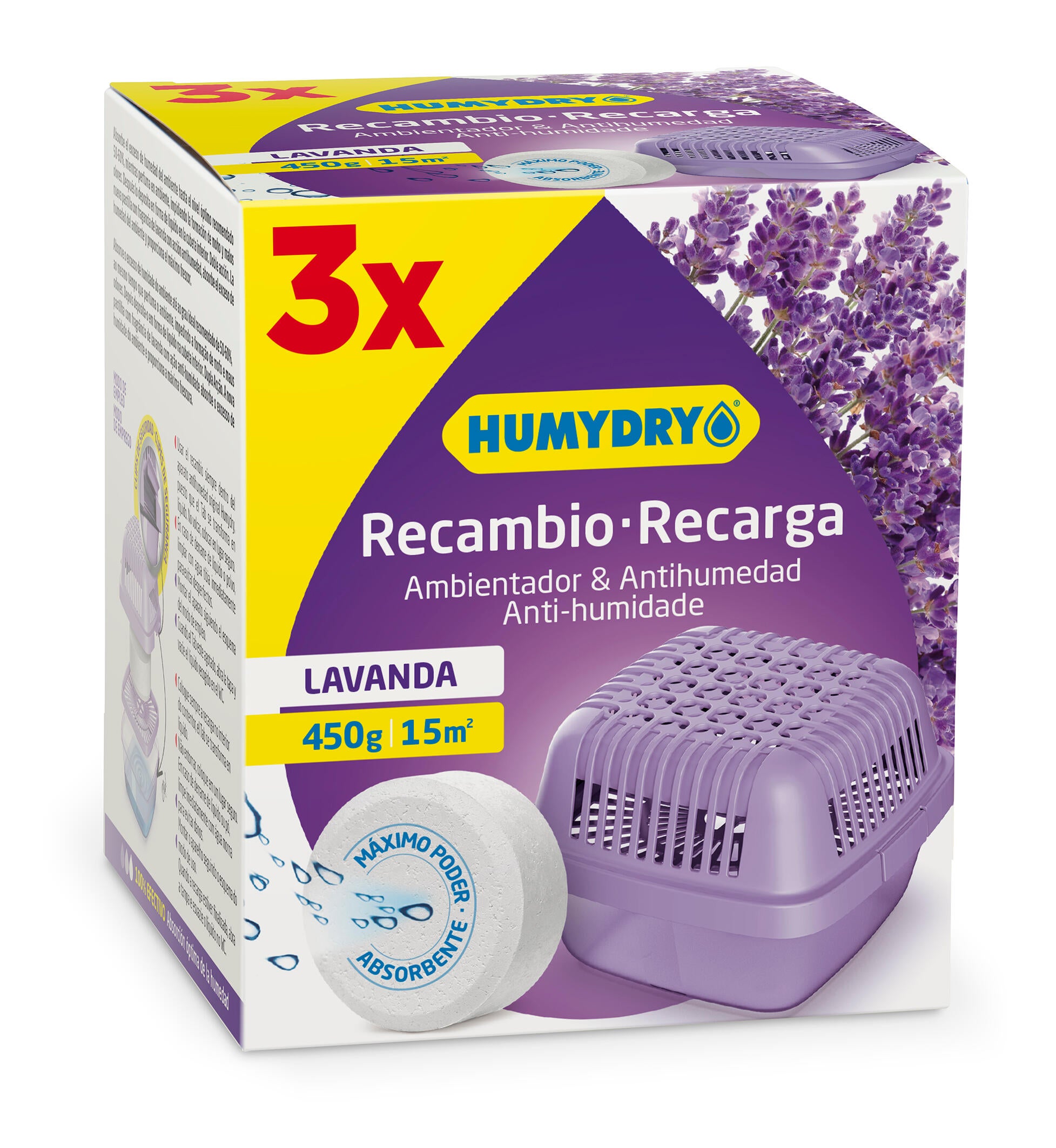 3 recambios smart HUMYDRY 450gr lavanda | Leroy Merlin