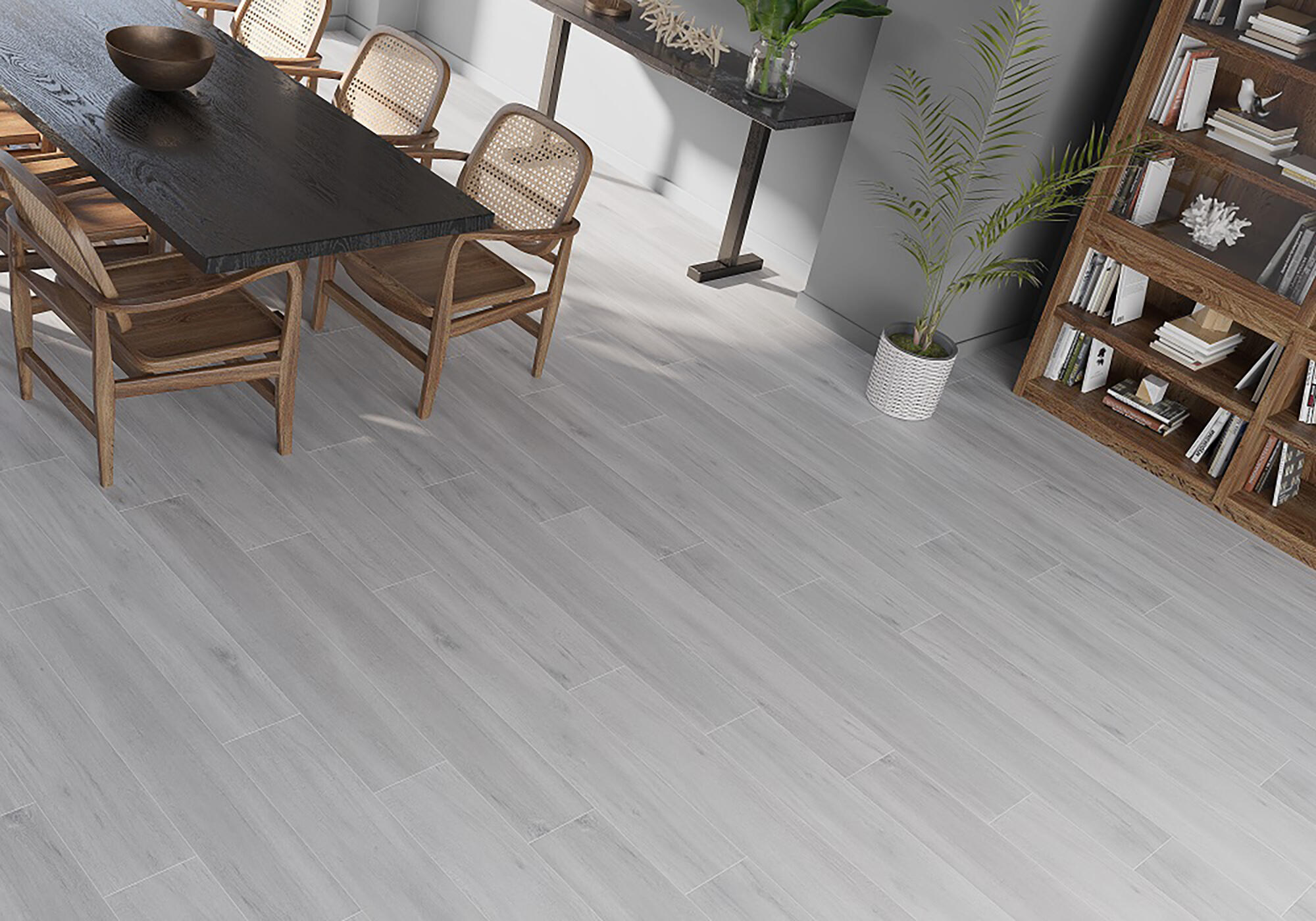 Suelo porcelánico Toronto efecto madera gris 19.4x120 cm C1 | Leroy Merlin