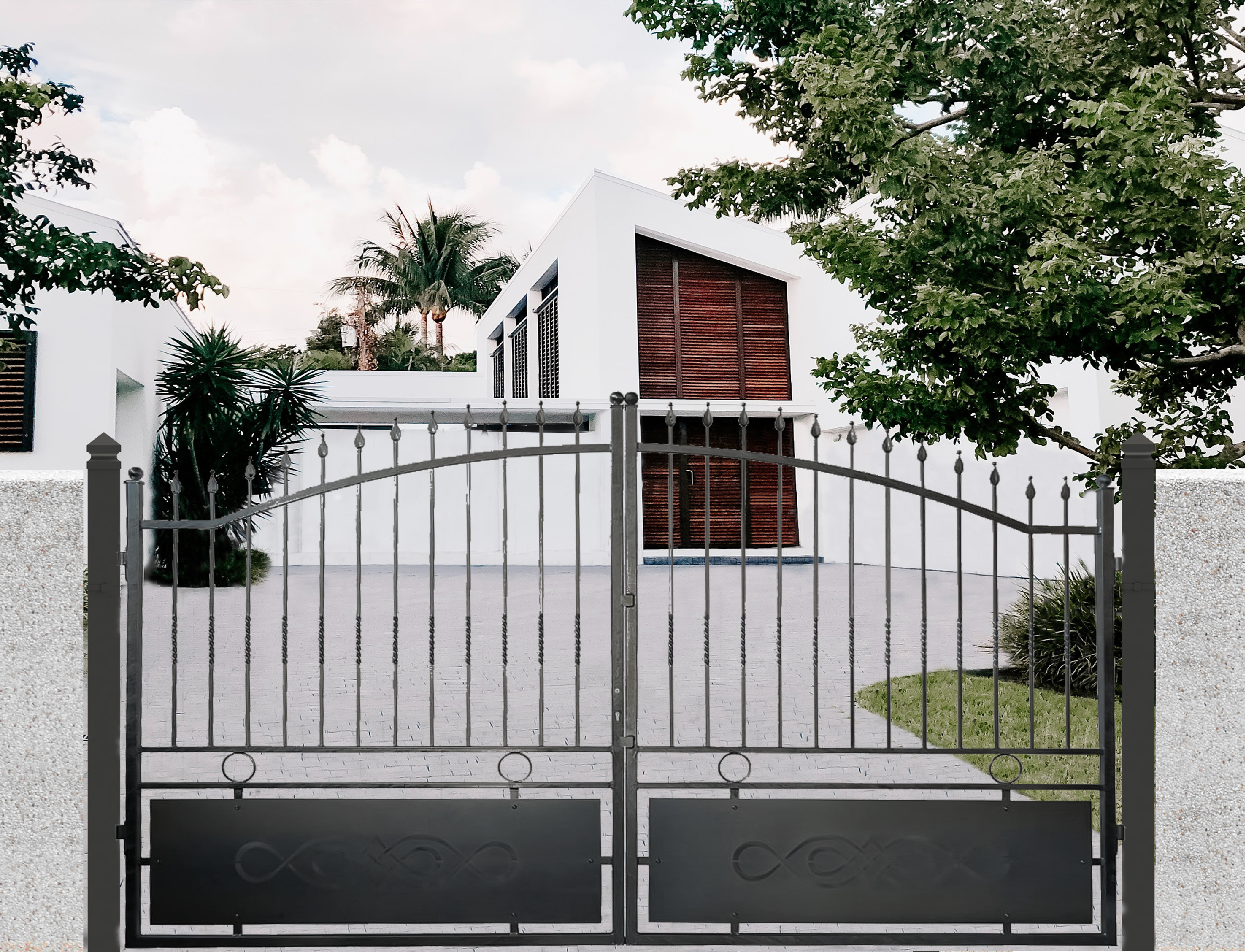 Cancello Zerbion in ferro, apertura centrale, L 350, H 180-200 cm, di ...