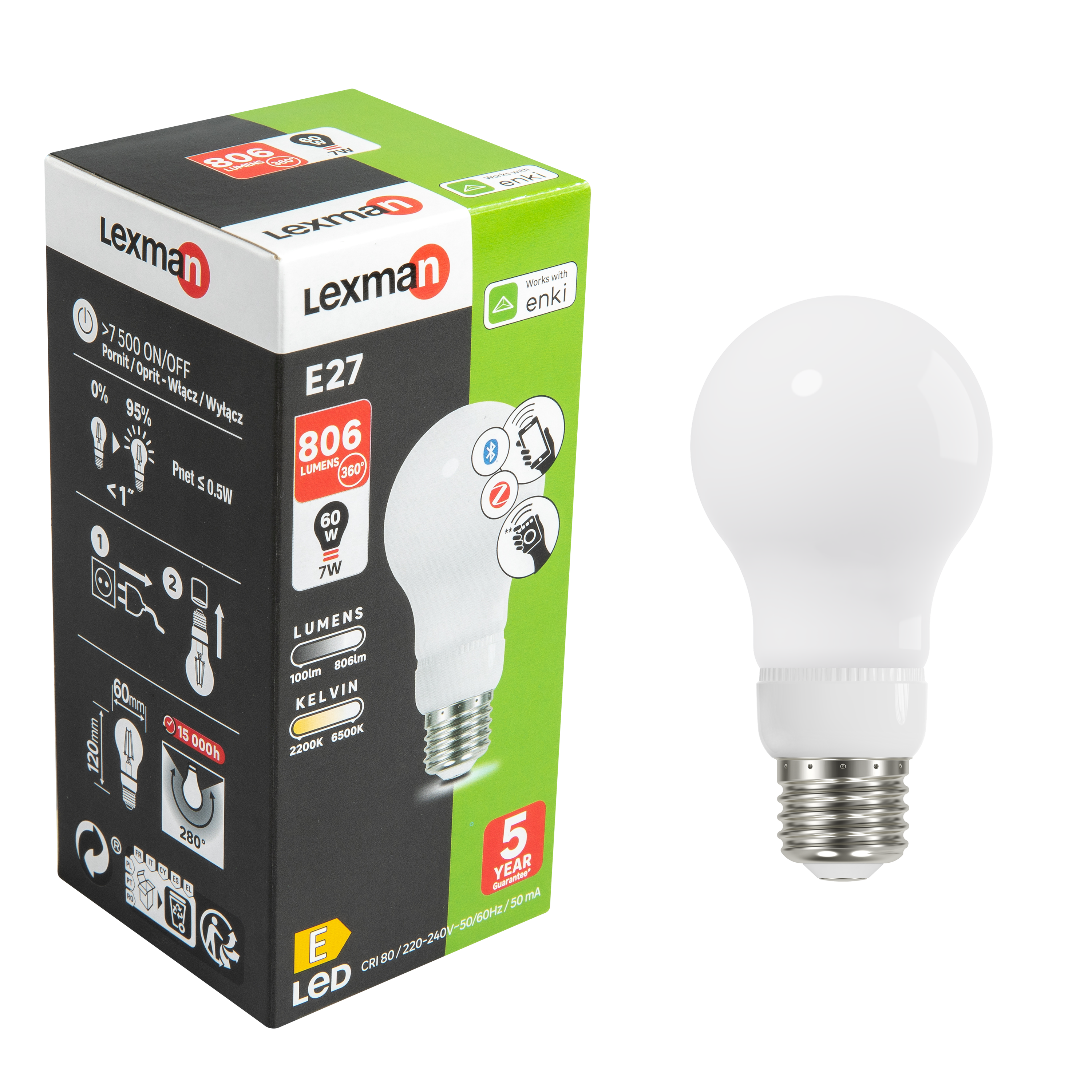 Bombilla ENKI LED estándar casquillo E27 806lm intensidad regulable ...