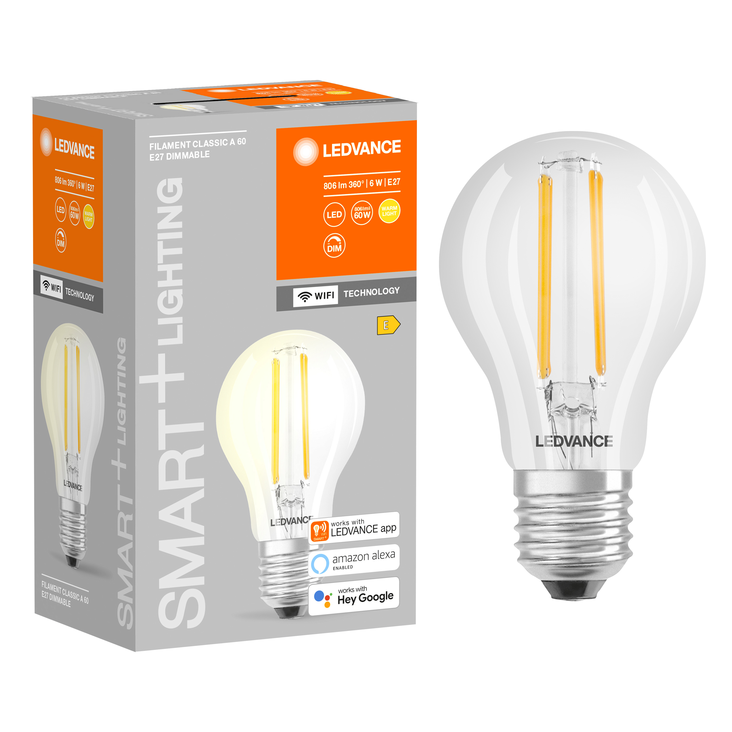 Żarówka Smart LED E27 6 W = 60 W 806 lm Ciepła biel DIM Ledvance - Leroy Merlin