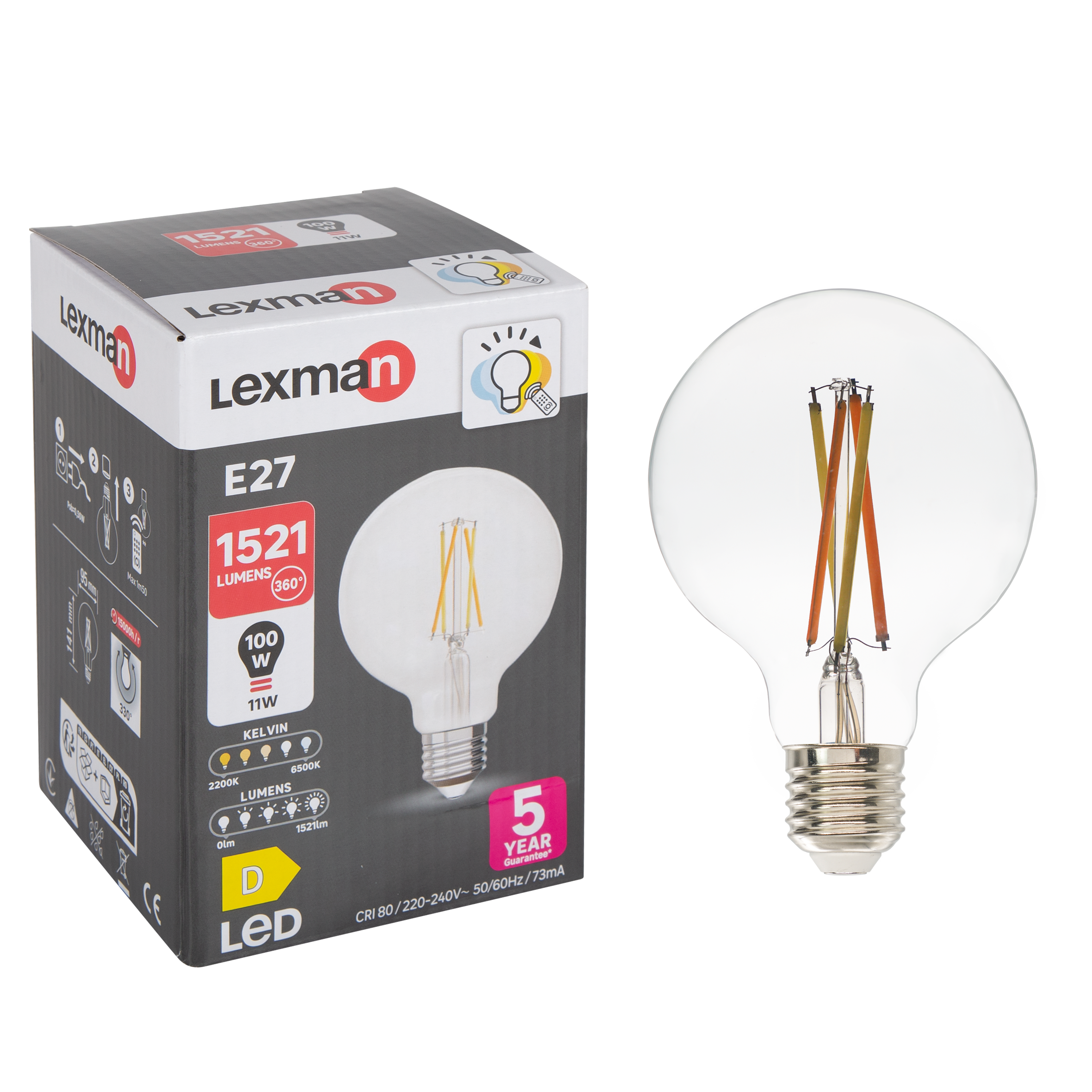 Żarówka LED E27 11 W = 100 W 1521 lm Od ciepłej do zimnej bieli Lexman - Leroy Merlin