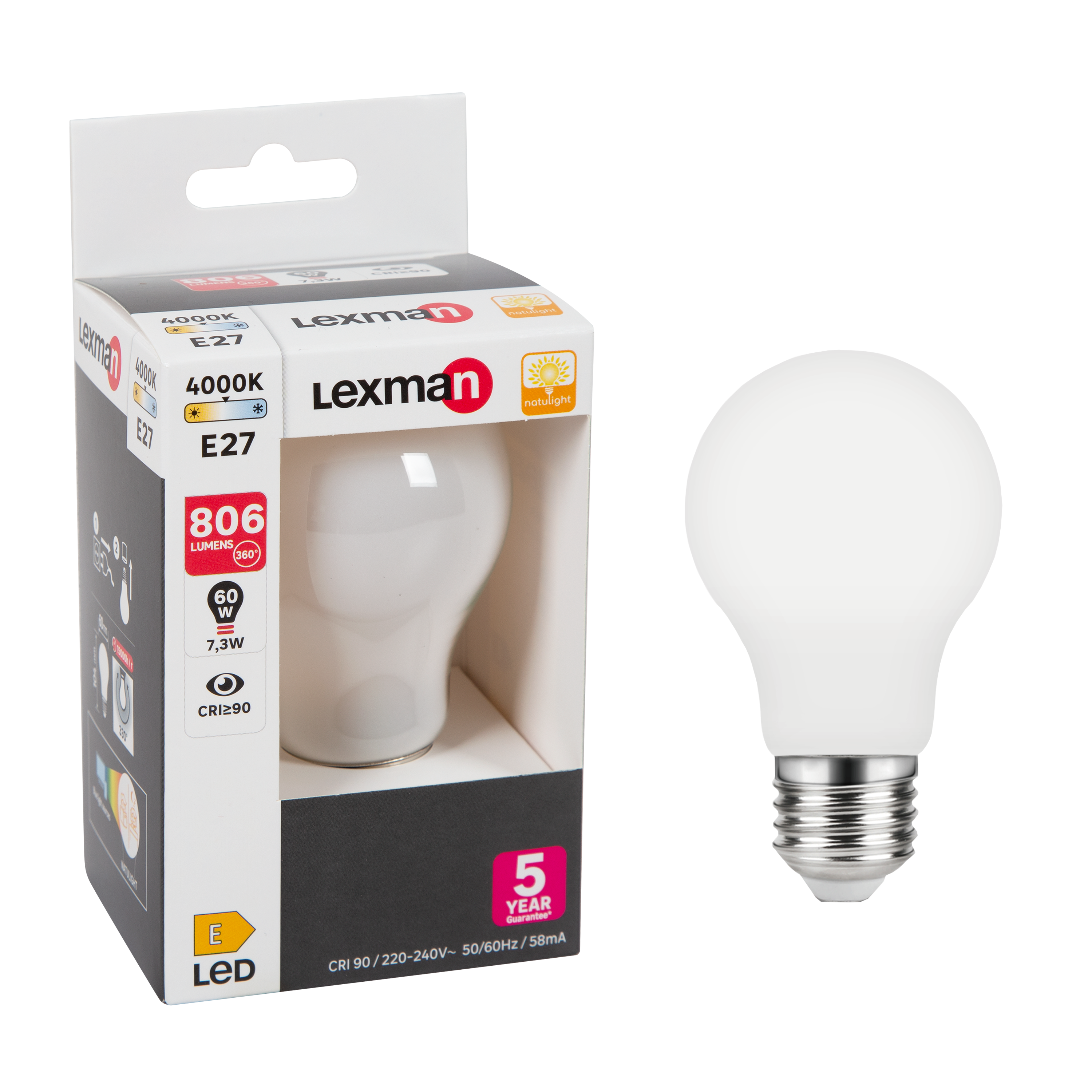 Bombilla LED filamento LEXMAN E27 estándar 4.2W 4000K | Leroy Merlin