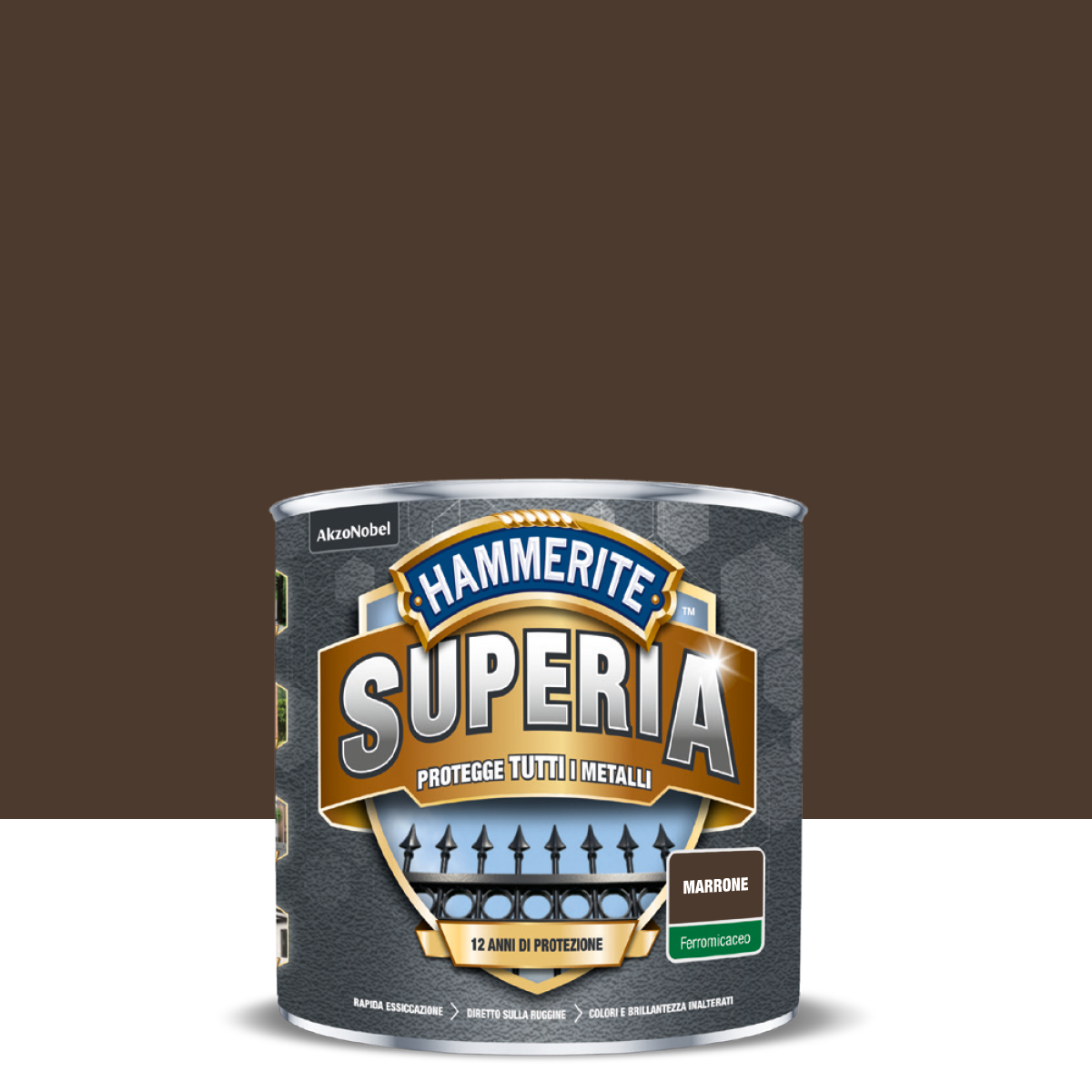 Vernice da esterno antiruggine per ferro HAMMERITE Superia marrone ...