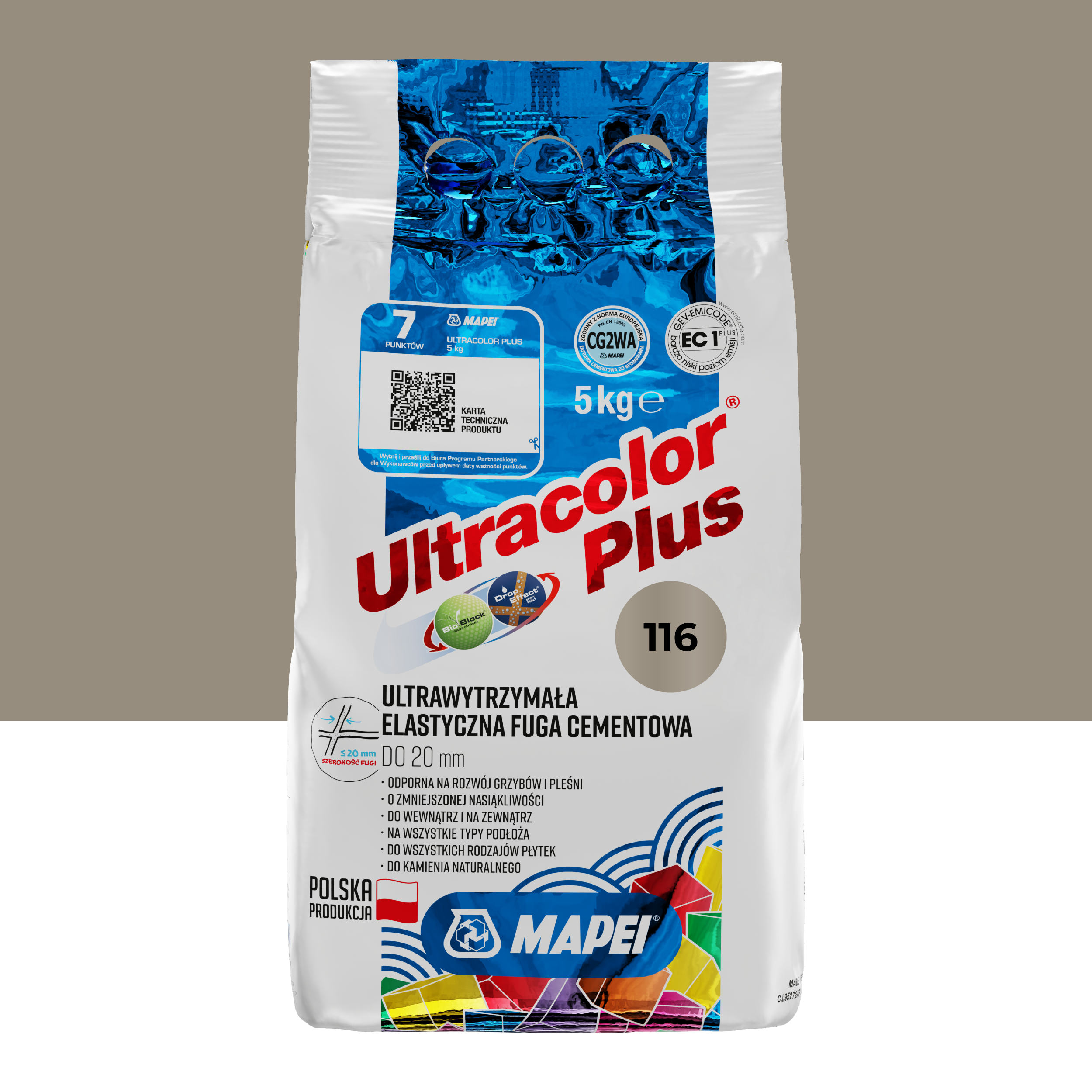 Fuga elastyczna Ultracolor Plus 116 szałwiowy 5 kg Mapei - Leroy Merlin