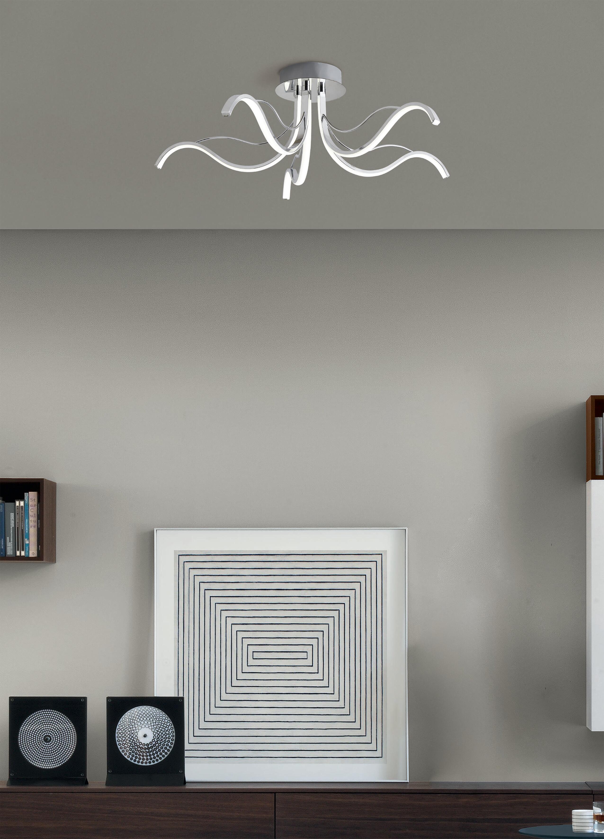Plafoniera LED moderno Ares, cromo, luce con 3 temperature di colore ...