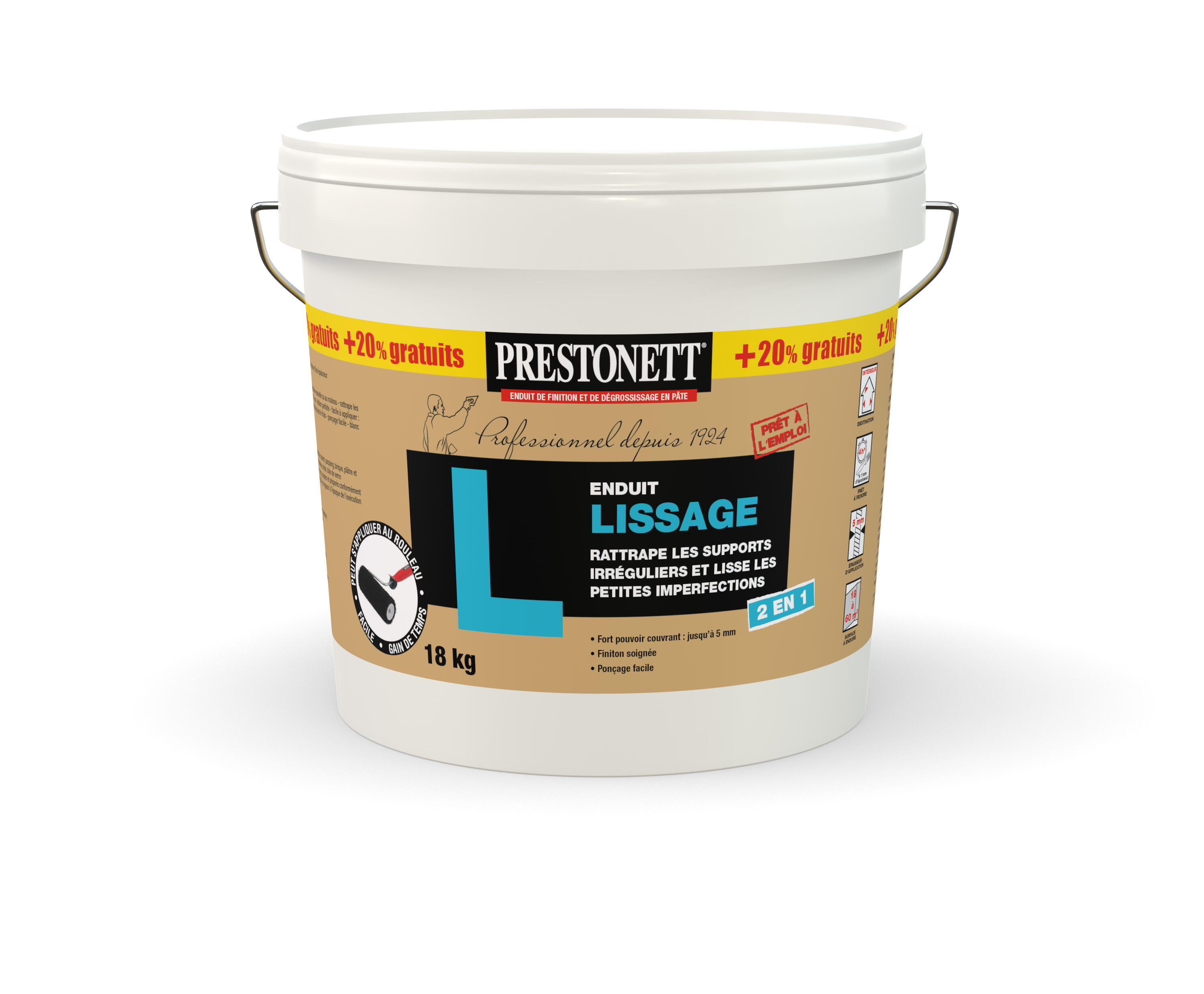 Enduit de lissage en pâte au rouleau PRESTONETTT 15 kg + 20% gratuit ...