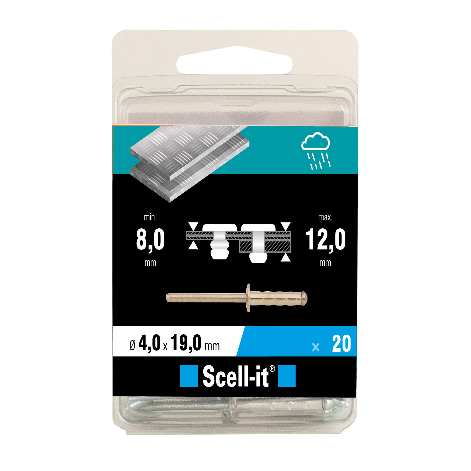 Lot de 20 rivets acier inoxydable Diam.4 SCELL-IT | Leroy Merlin