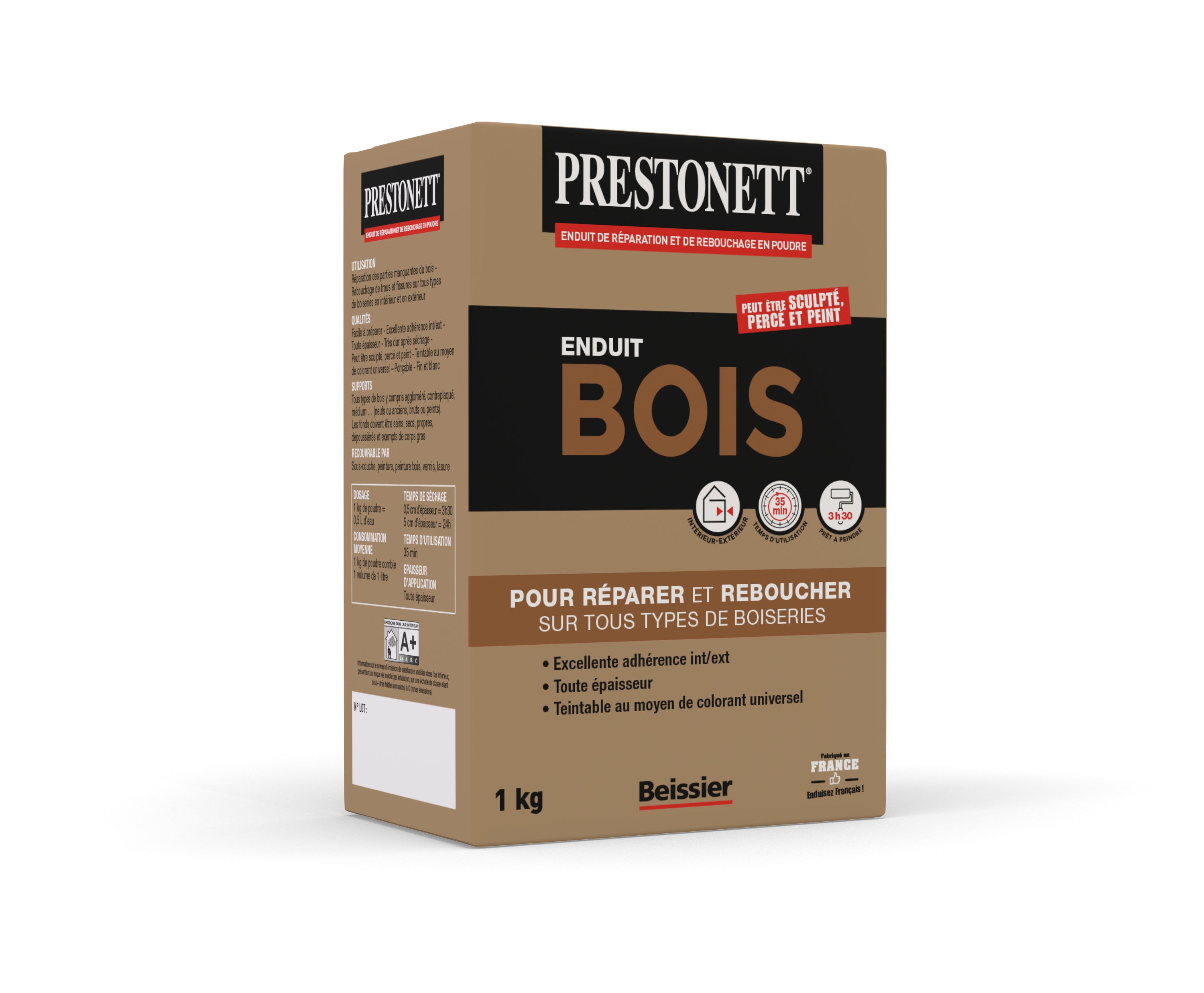 Enduit de rebouchage en poudre bois PRESTONETT 1 kg | Leroy Merlin