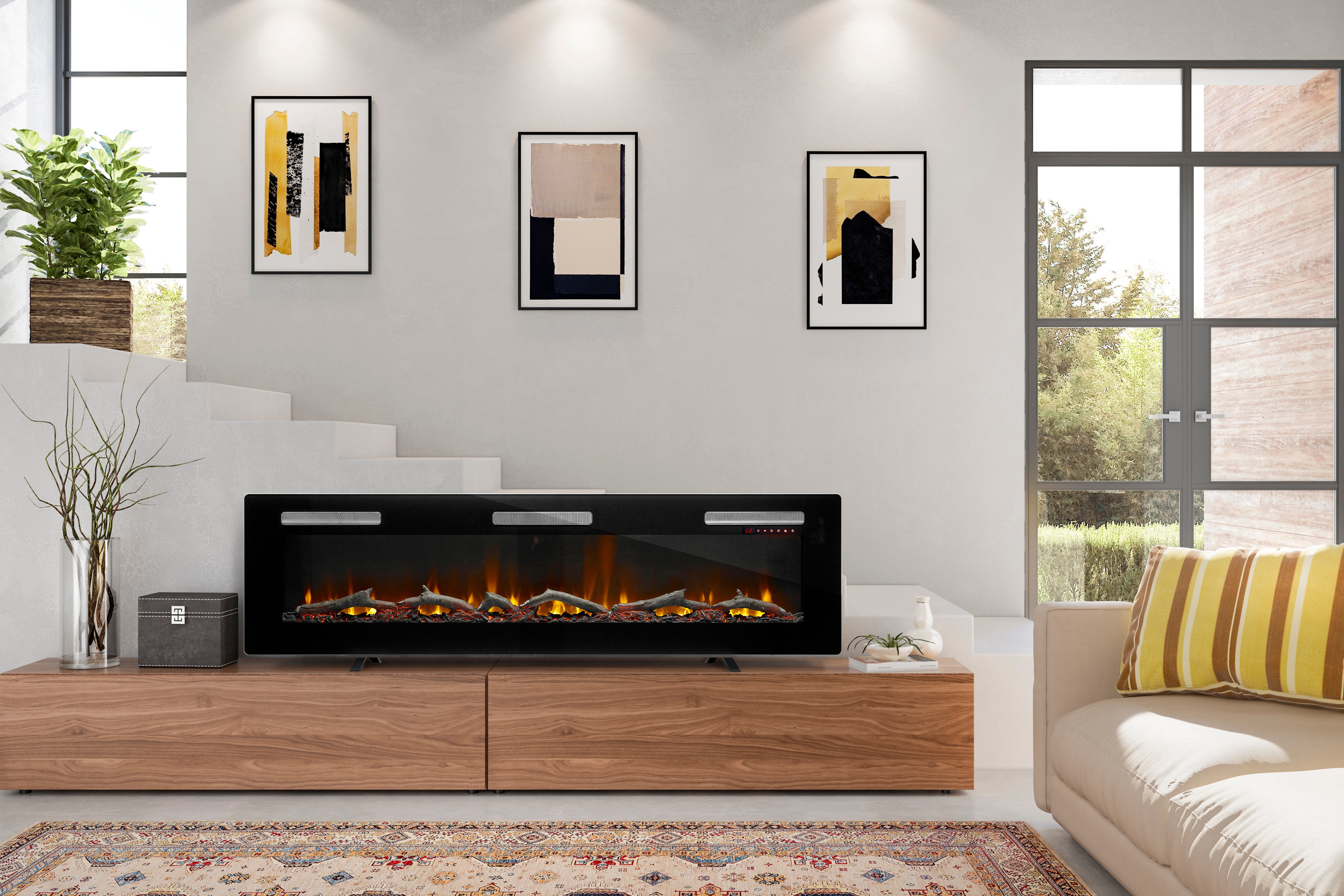 Cheminée électrique mural, à poser ou à encastrer, DIMPLEX Sierra 1600W ...