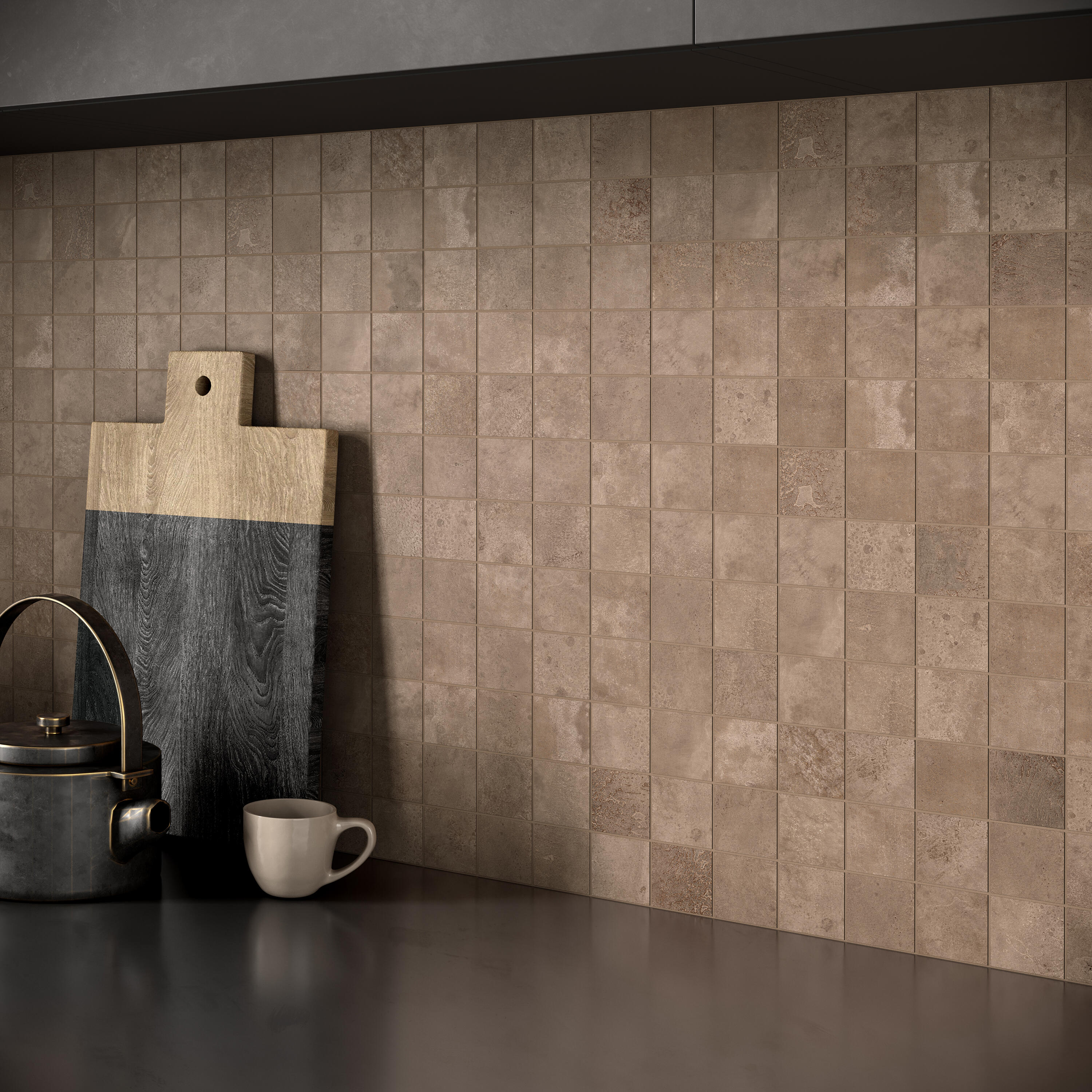 Mosaïque sol New factory grès cérame effet métal marron 30 x 30 cm ...