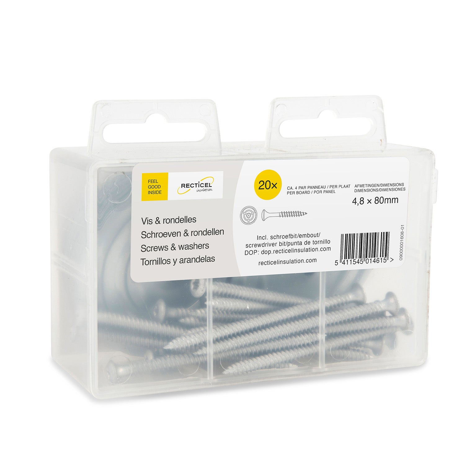 20 Vis et rondelles pour la fixation des panneaux d'isolation 4.8x80mm ...