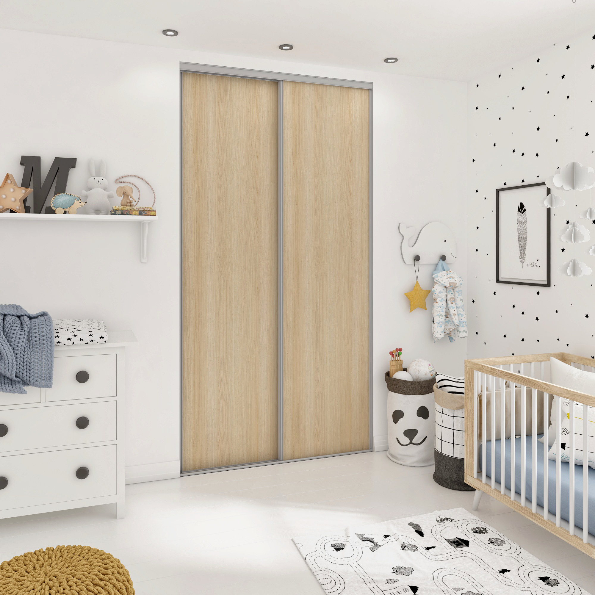 Portes de placard coulissantes Elegant, 2 portes, l130xH250cm | Leroy ...