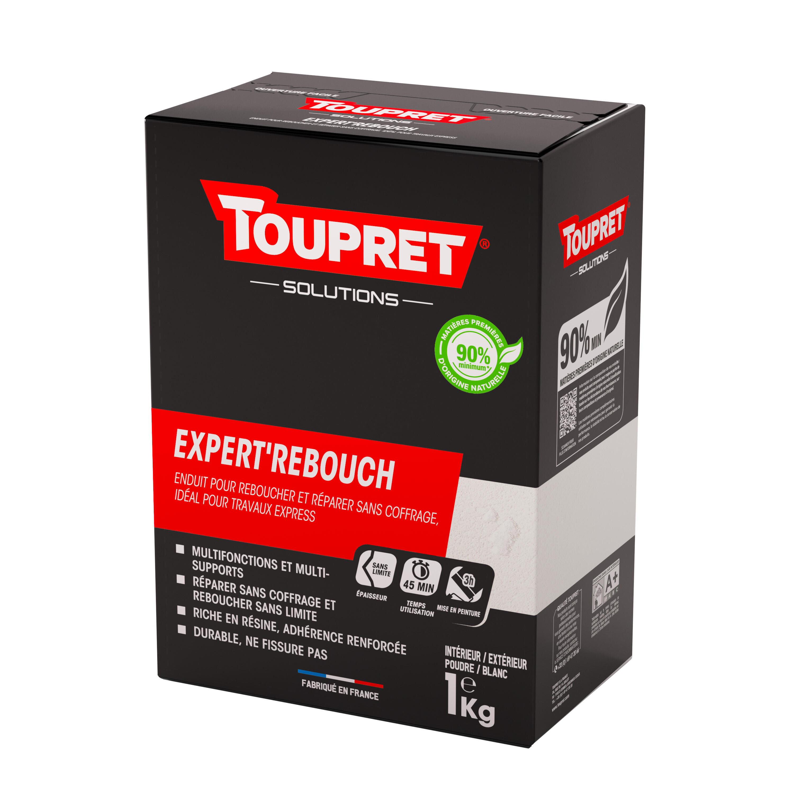 Enduit de rebouchage en poudre Expert'rebouch TOUPRET blanc 1 kg ...