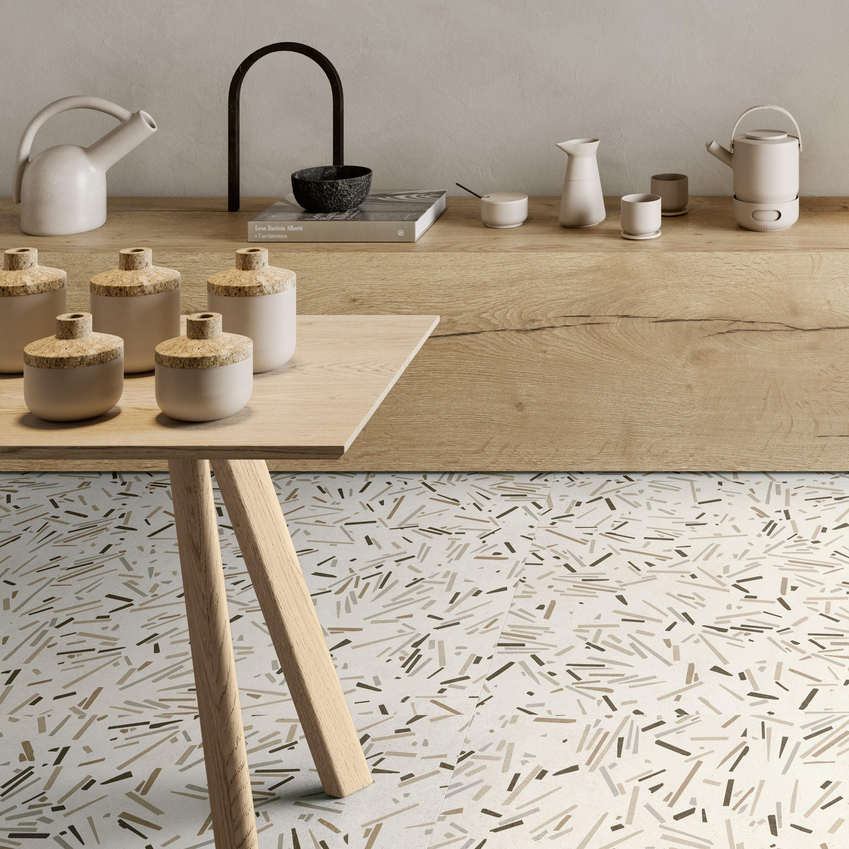 Carrelage sol effet pierre decor light Silkystone l.90 x L.90 cm SANT ...