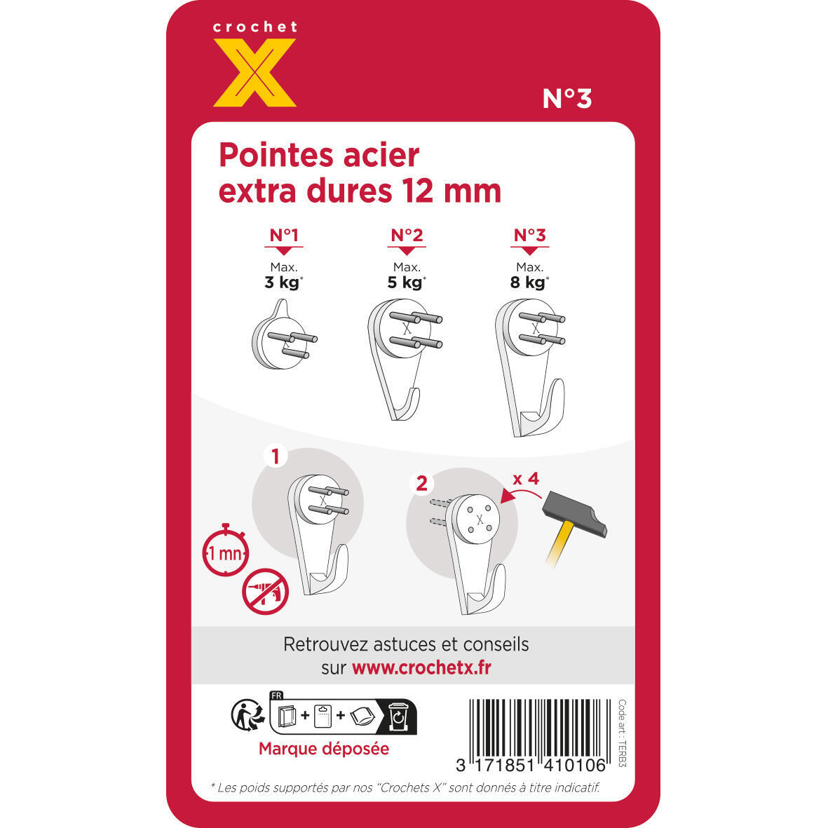 Crochet tableau X, blanc | Leroy Merlin