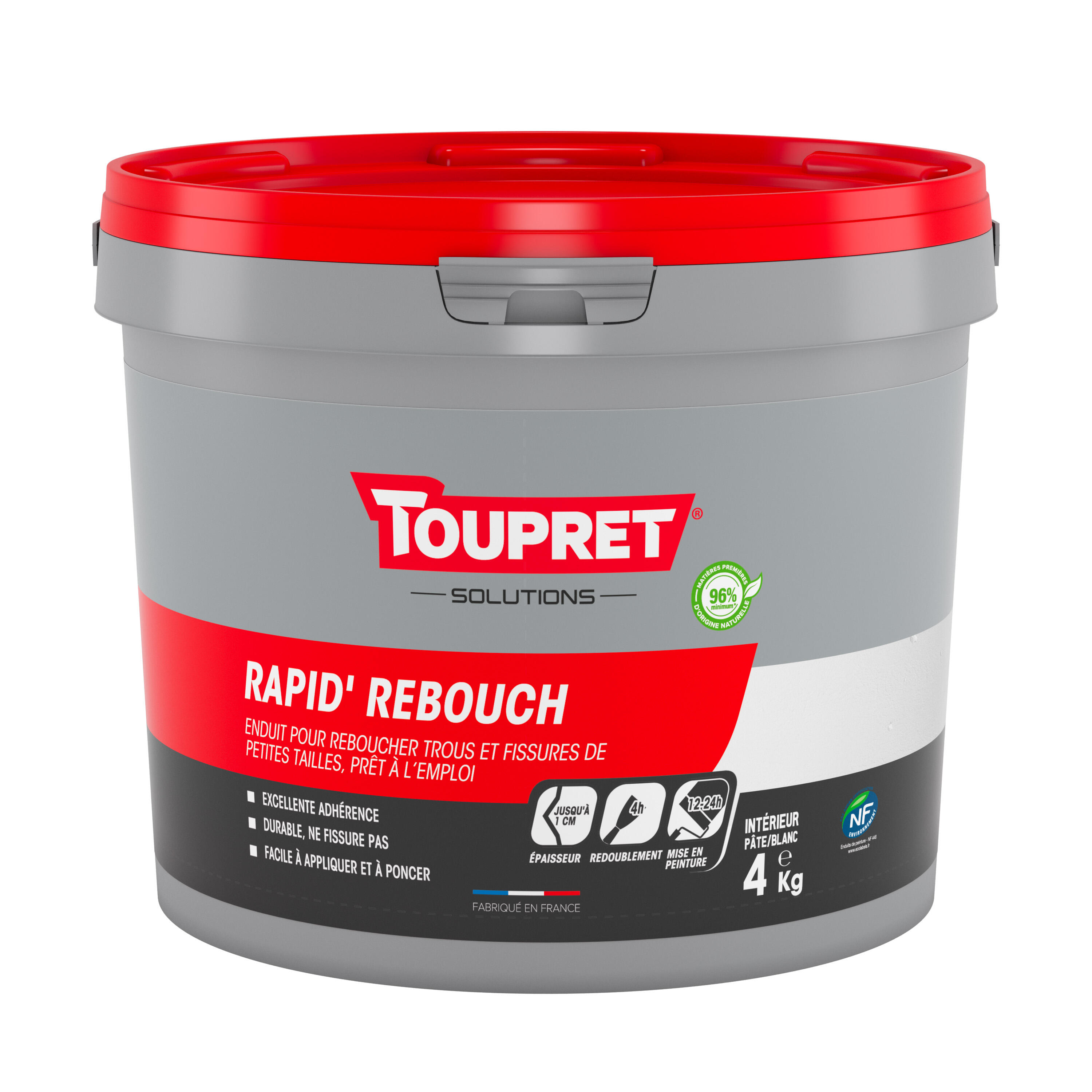 Enduit de rebouchage en pâte Rapid rebouch TOUPRET blanc 4 kg | Leroy ...