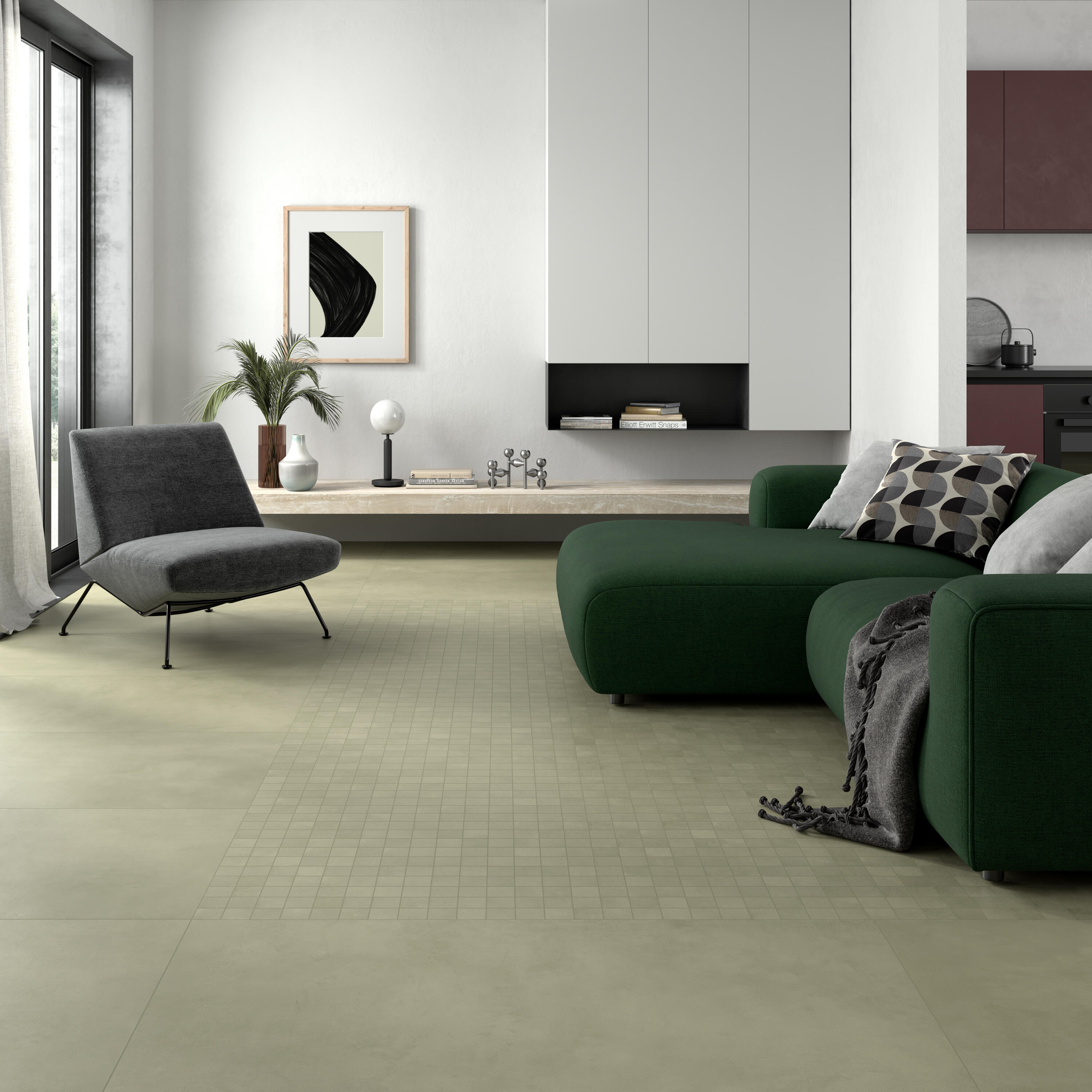 Carrelage mur intérieur / sol intérieur effet béton vert Epura l.60 x L ...