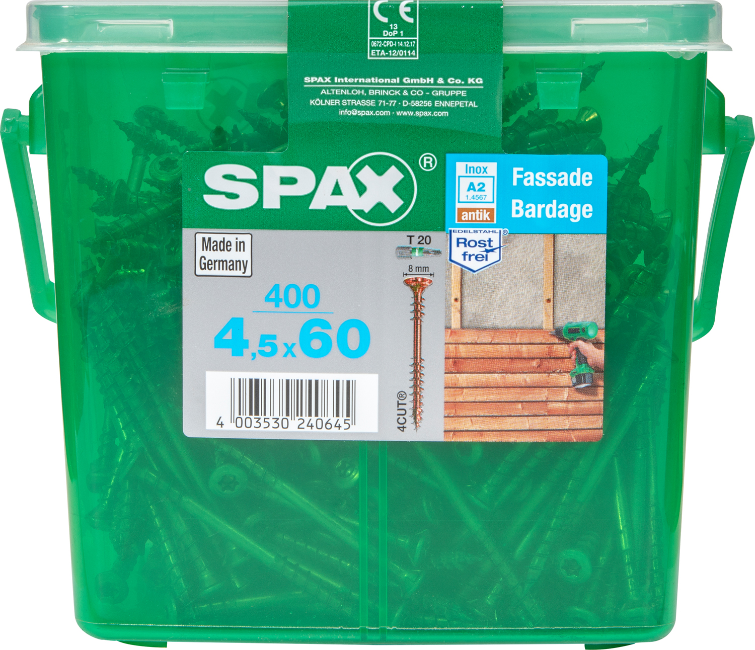 400 vis acier inoxydable tête plate t-star+ SPAX, Ø4.5 x L.60 mm ...