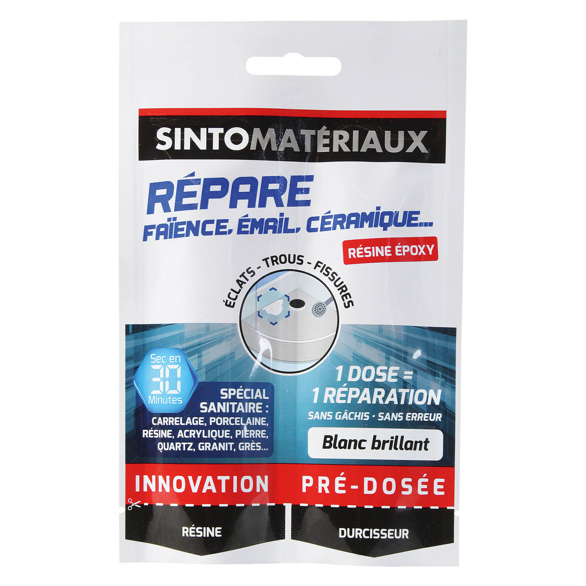 Colle de réparation pâte époxy Sintomateriaux SINTO, 30 g blanc | Leroy ...