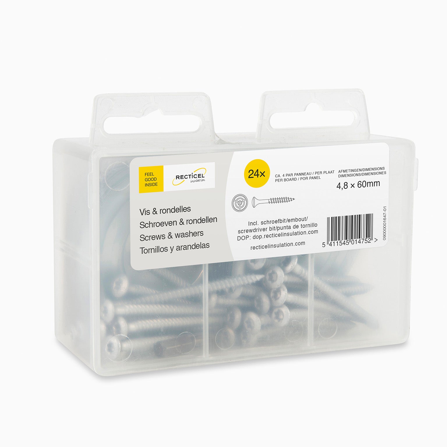 24 Vis et rondelles pour la fixation des panneaux d'isolation 4.8x60mm ...