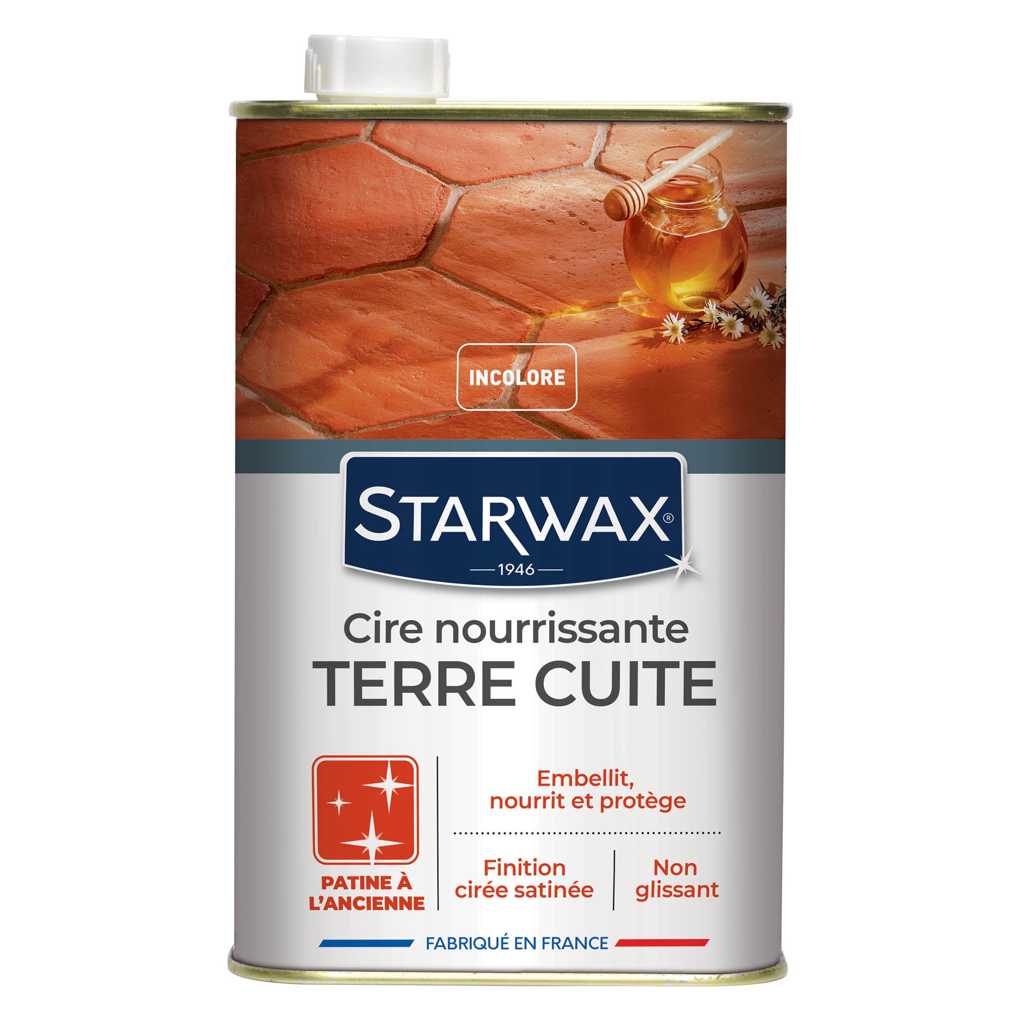 Cire tomette terre cuite STARWAX Nourrissante, finition satinée, 1L ...