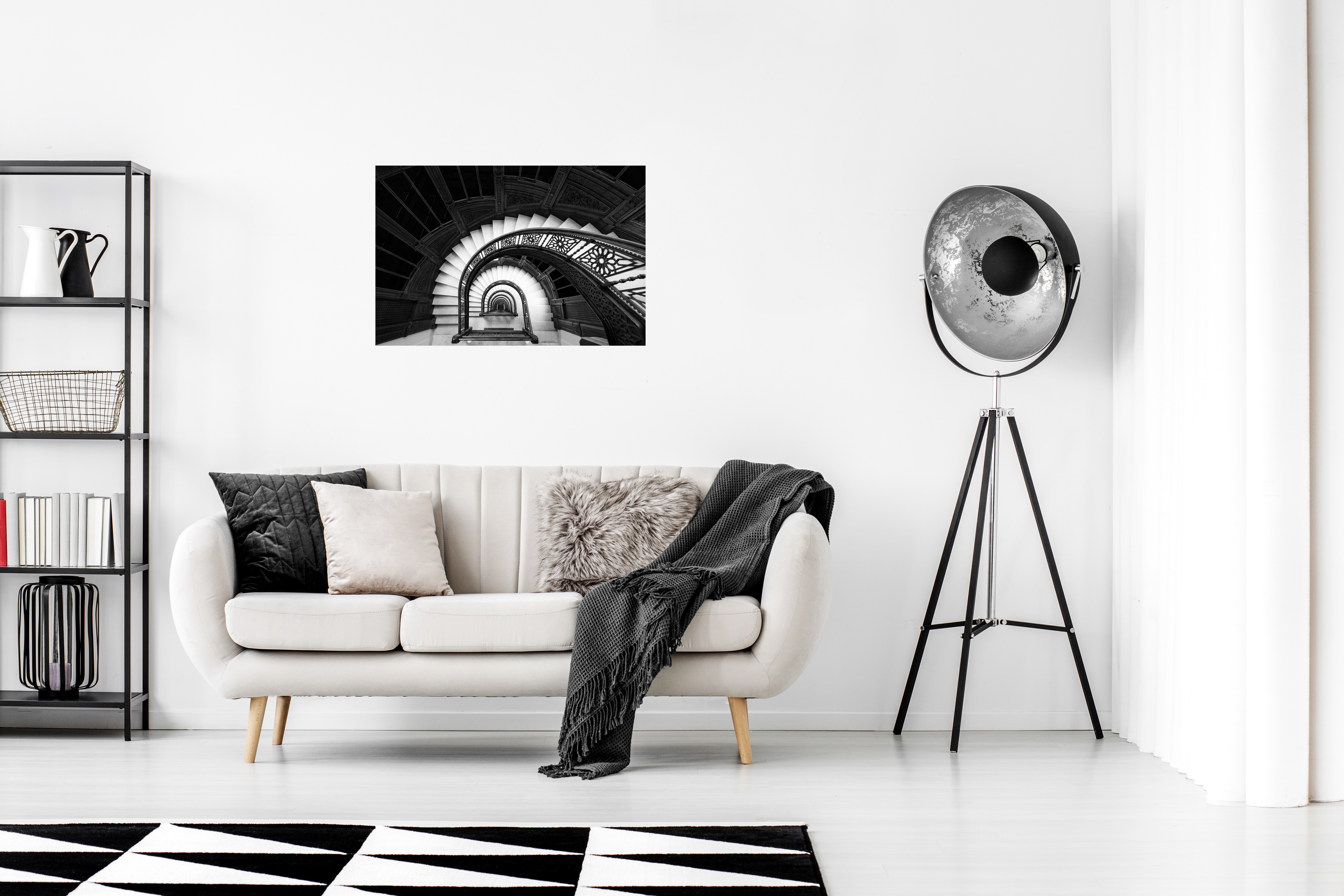 Verre imprimé Escaliers, noir et blanc CEANOTHE l.97 x H.65 cm | Leroy ...