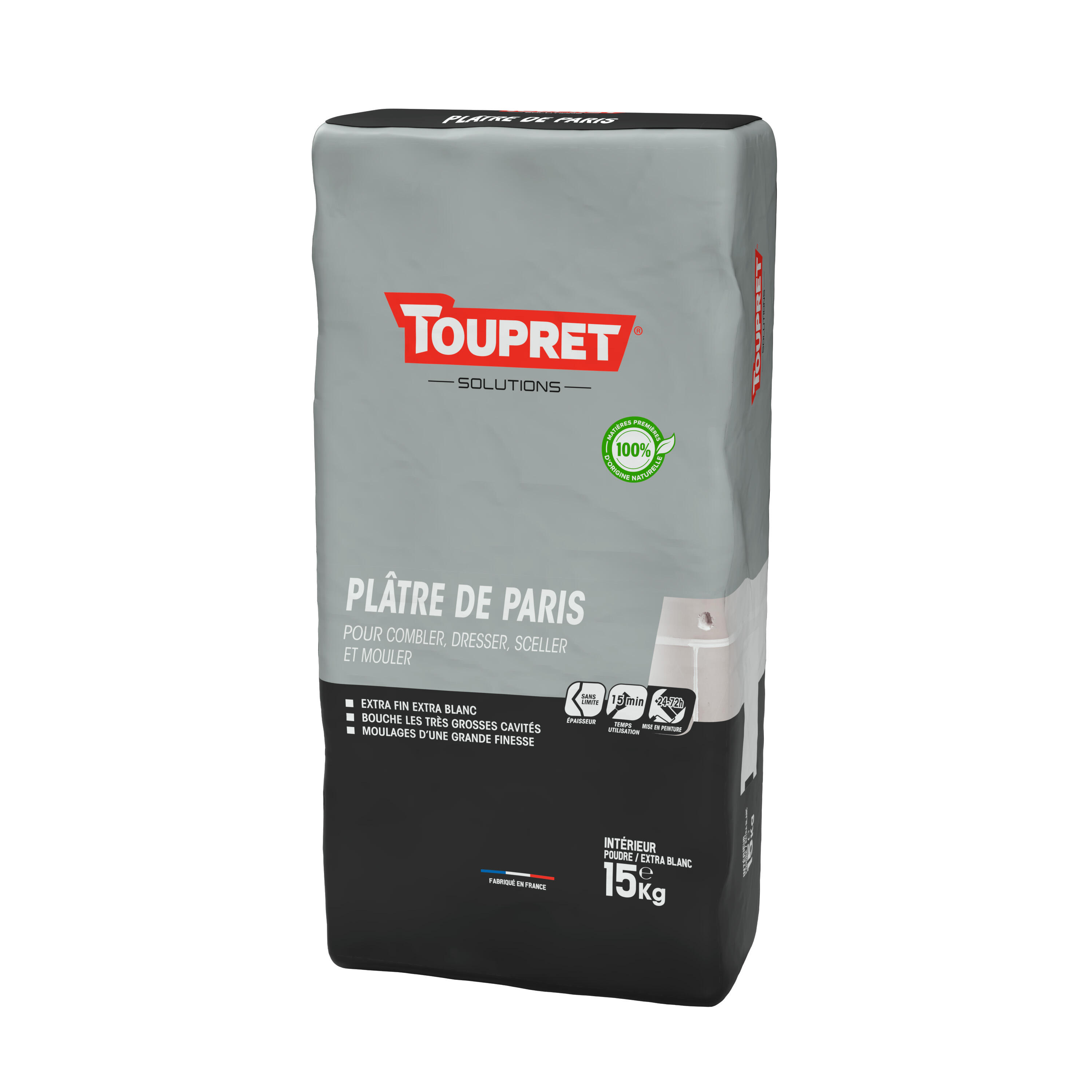 Plâtre de paris poudre Toupret 15 kg | Leroy Merlin