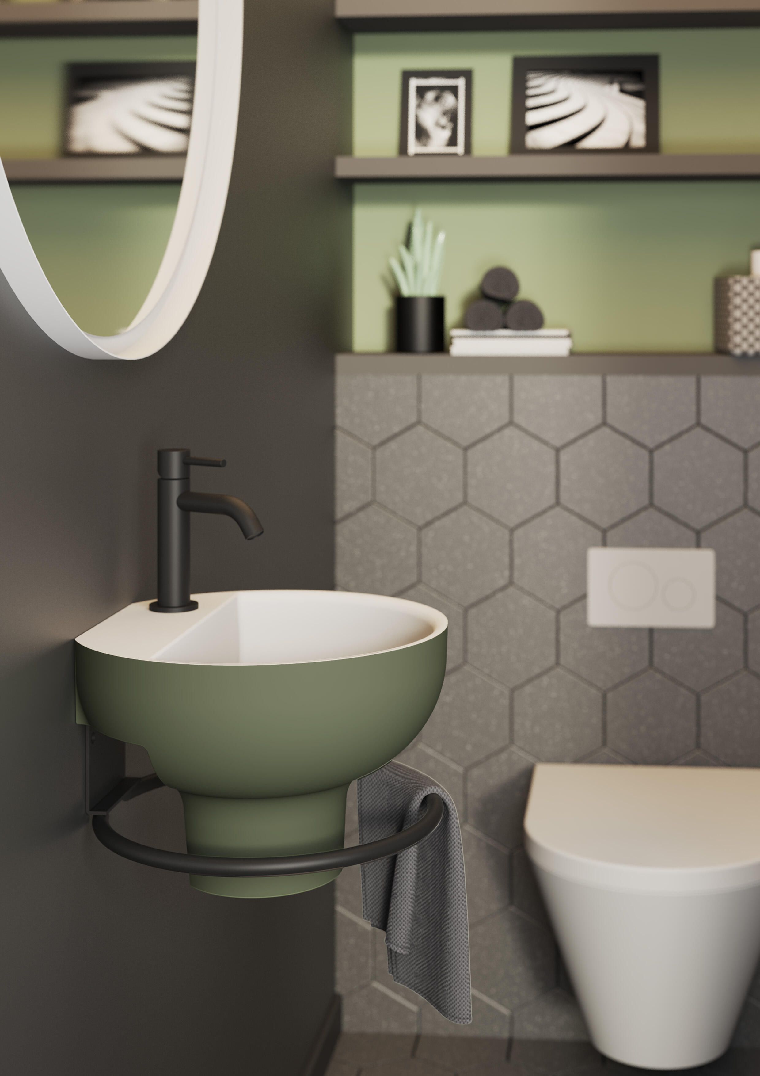 Lave mains solid surface rond Fougère l.32 x P.32 cm, Osaka | Leroy Merlin