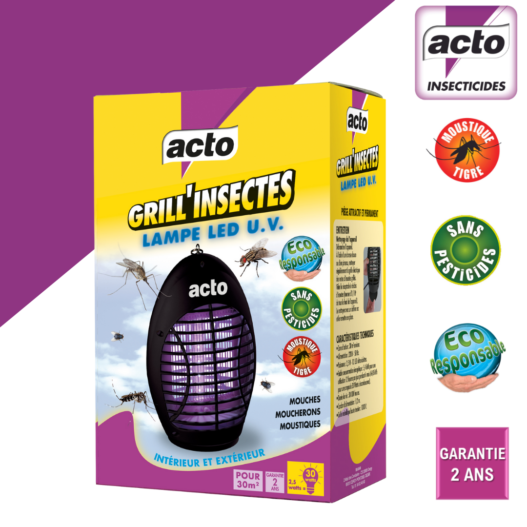GRILL’INSECTES - Lampe LED UV 12 LED basse consommation protège 30m² ...