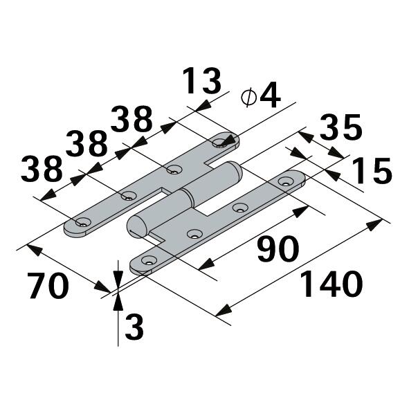 Paumelle acier pour porte en bois HETTICH, L.140 x l.70 mm | Leroy Merlin