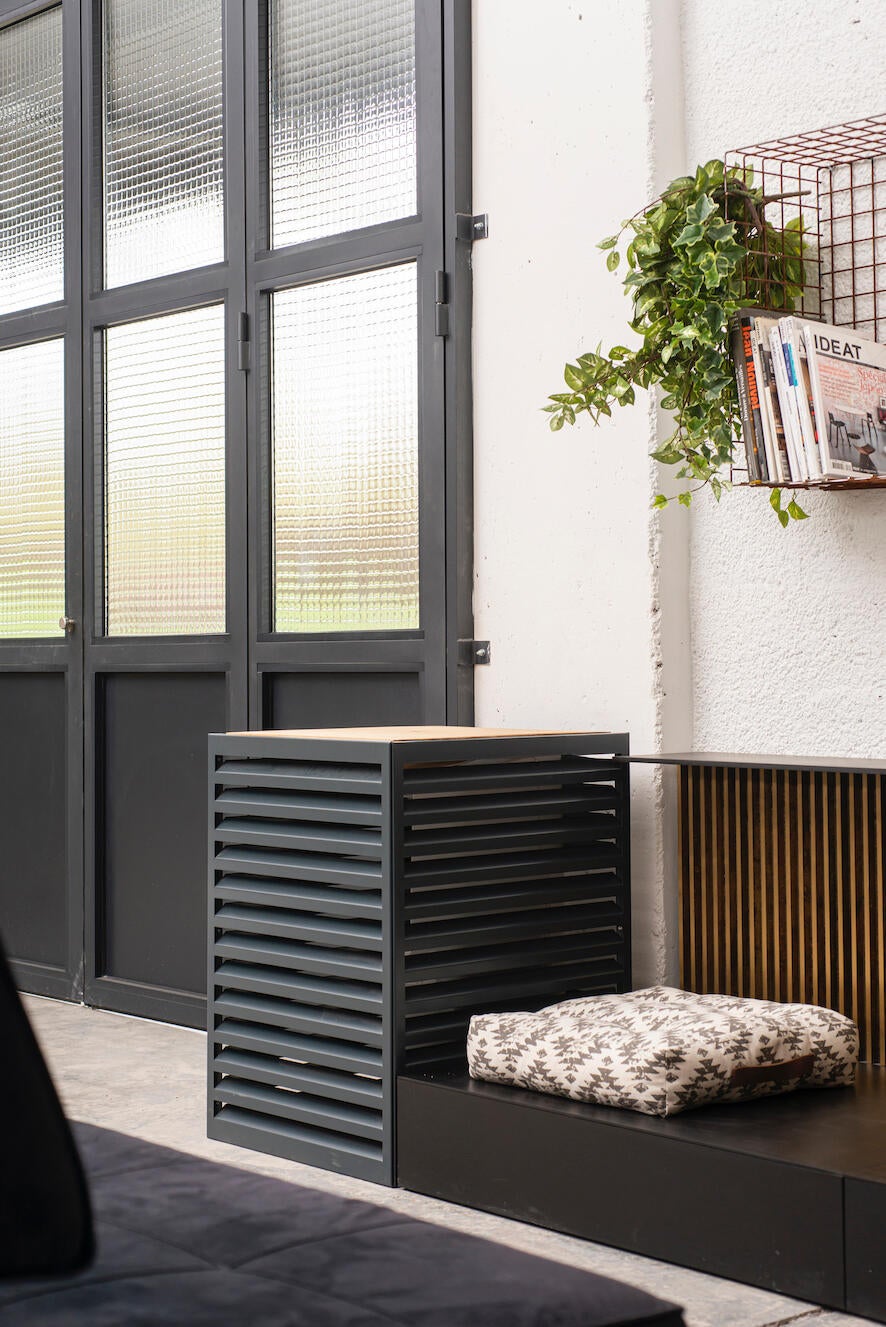 Cache climatisation mobile DEVAUX Noir sable bois | Leroy Merlin