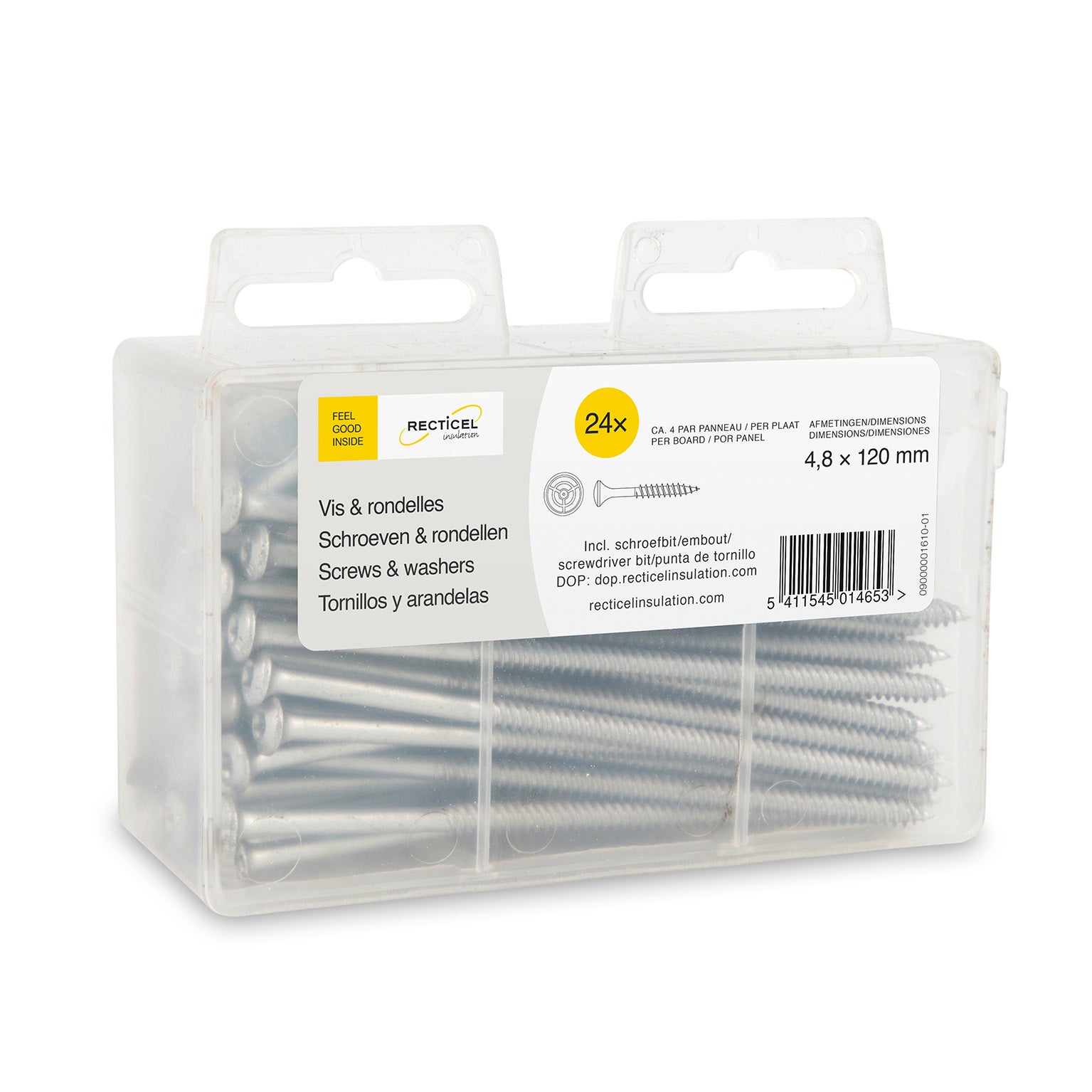 24 Vis et rondelles pour la fixation des panneaux d'isolation 4.8x120mm ...