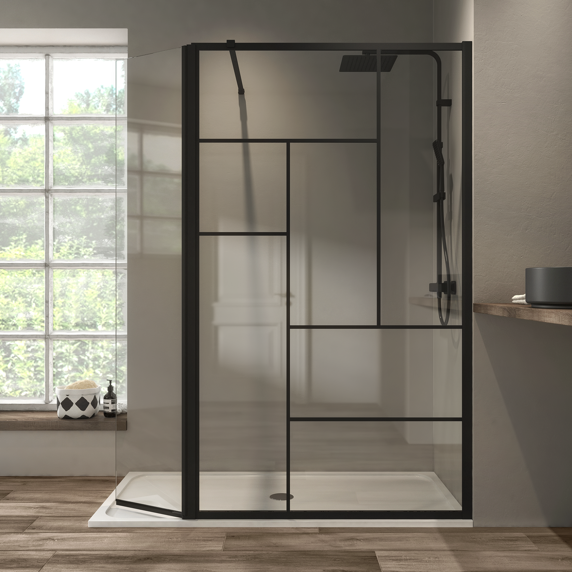 Douche italienne receveur easy blc 90x160+paroi Studio industriel ...