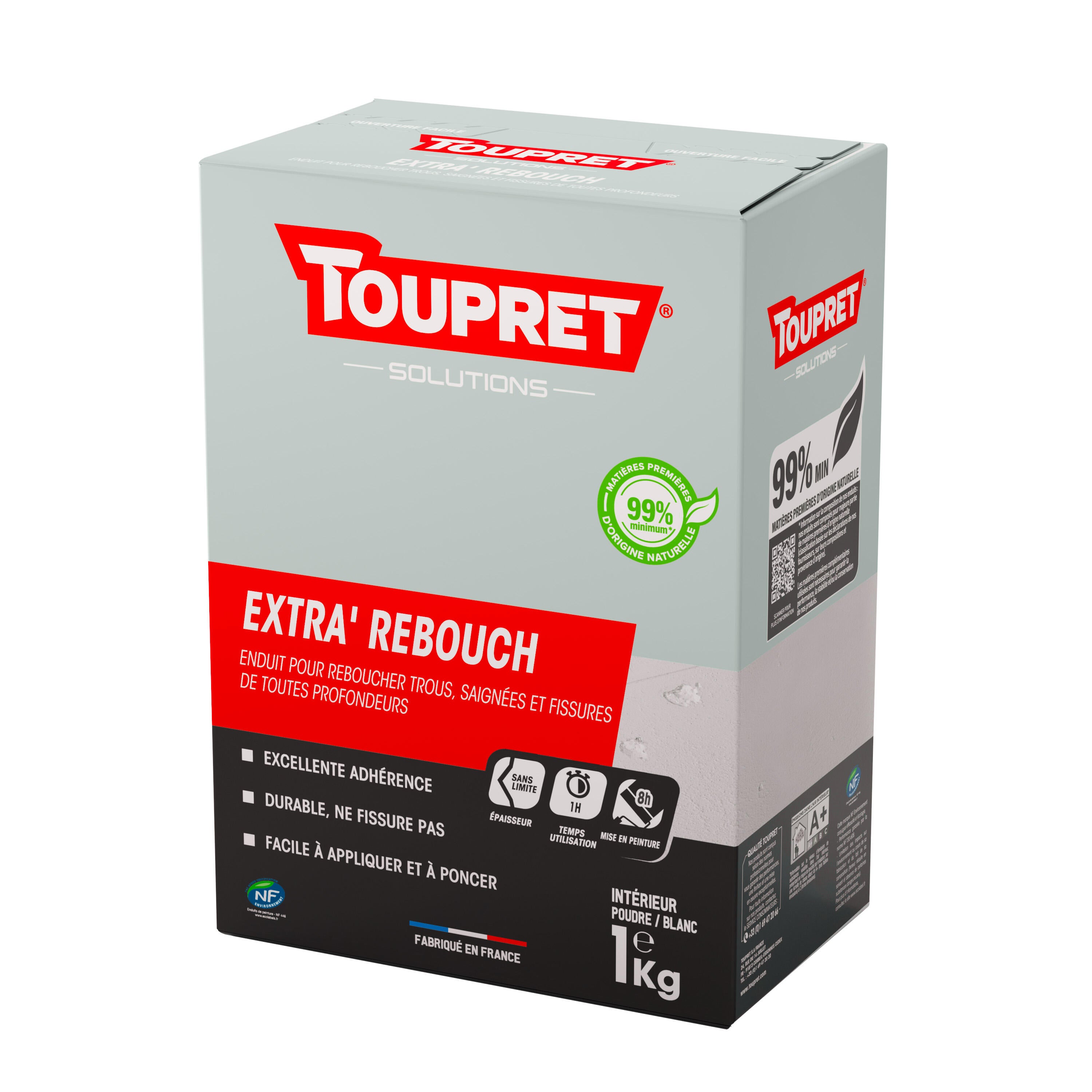 Enduit de rebouchage en poudre Extra rebouch TOUPRET blanc 1 kg | Leroy ...