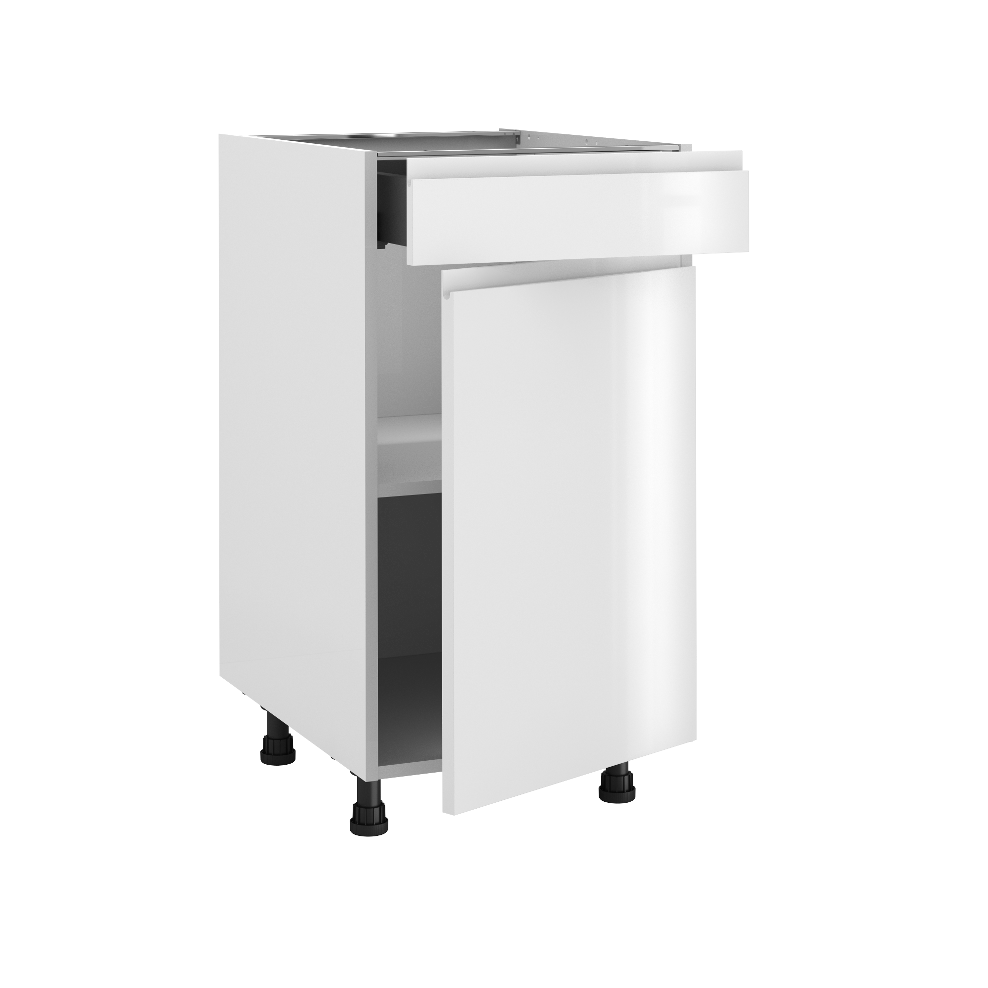 Meuble bas de cuisine Tokyo blanc brillant 1 porte et 1 tiroir H77 x ...