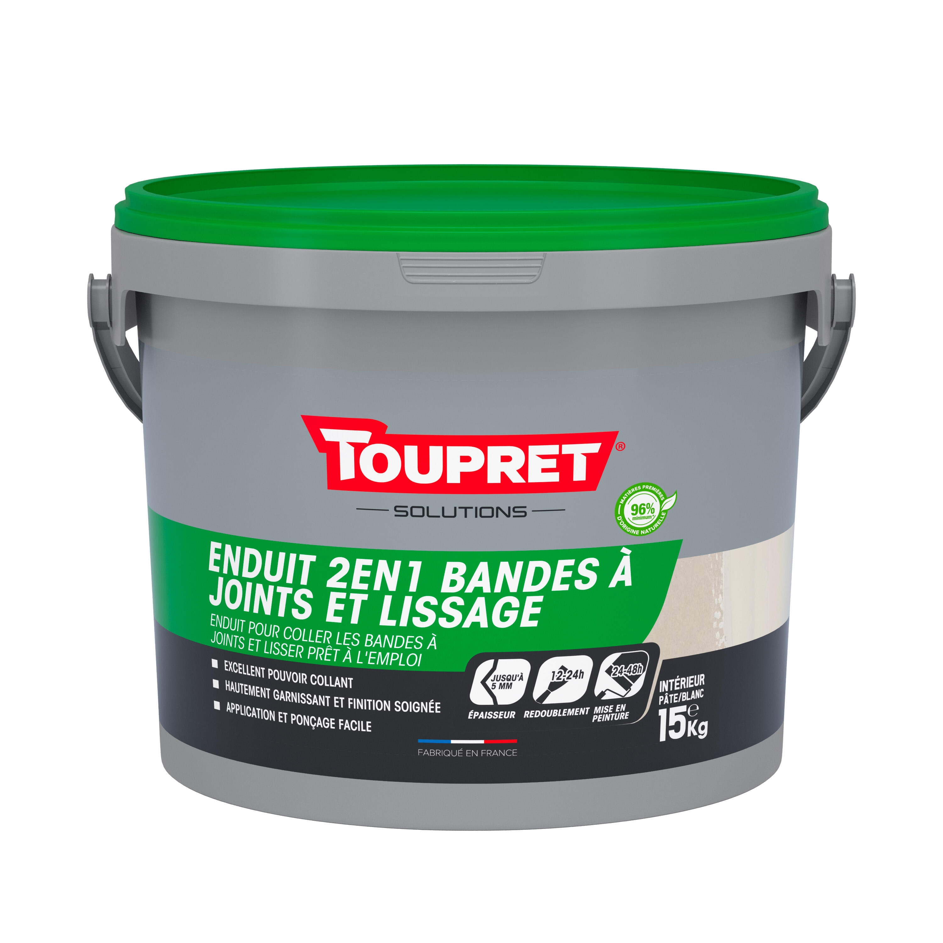 Enduit pour bande à joint en pâte 2en1 TOUPRET blanc 15 kg | Leroy Merlin