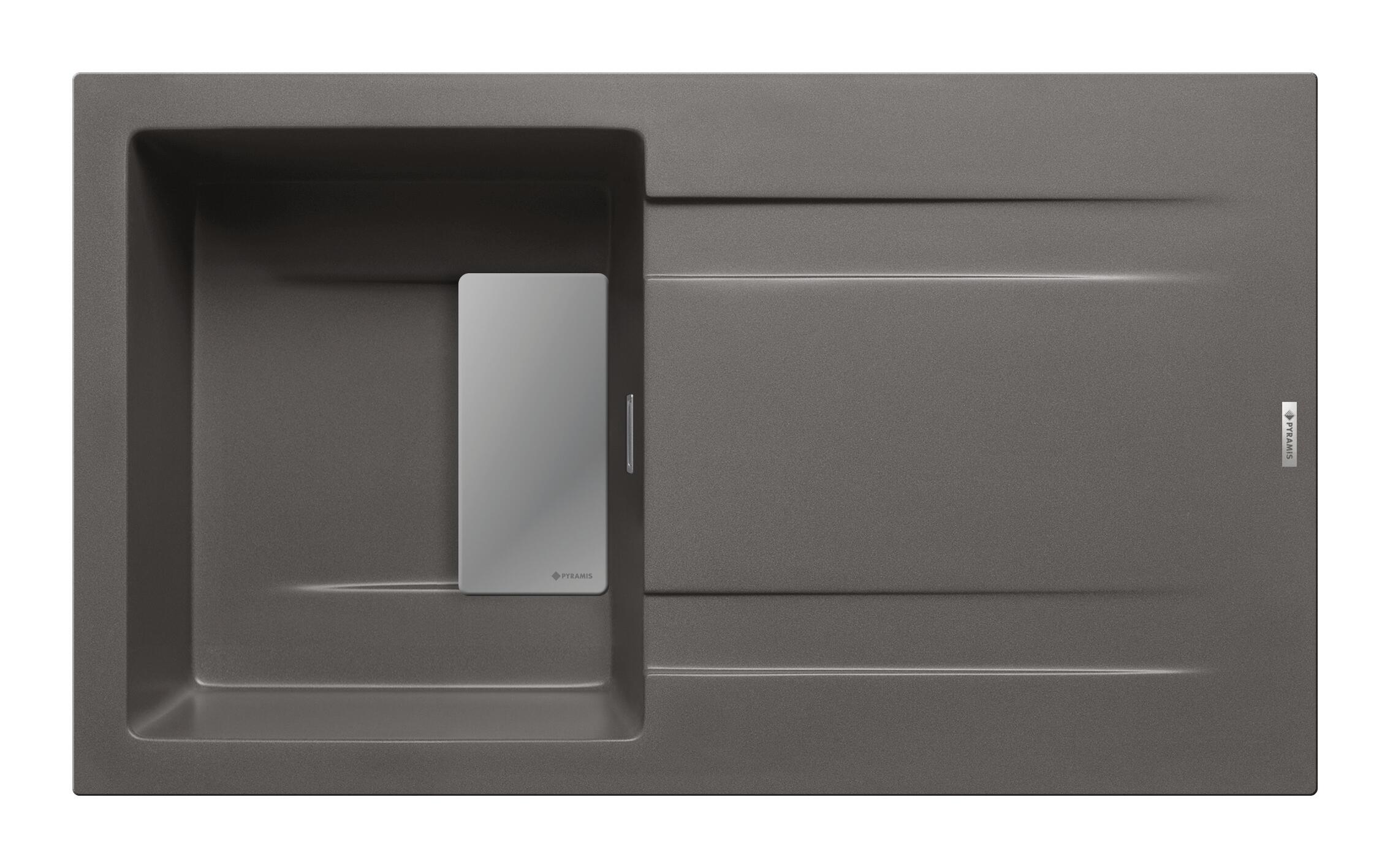 Evier à encastrer 1 bac avec égouttoir, granit et résine KARTHESIO Gris | Leroy Merlin