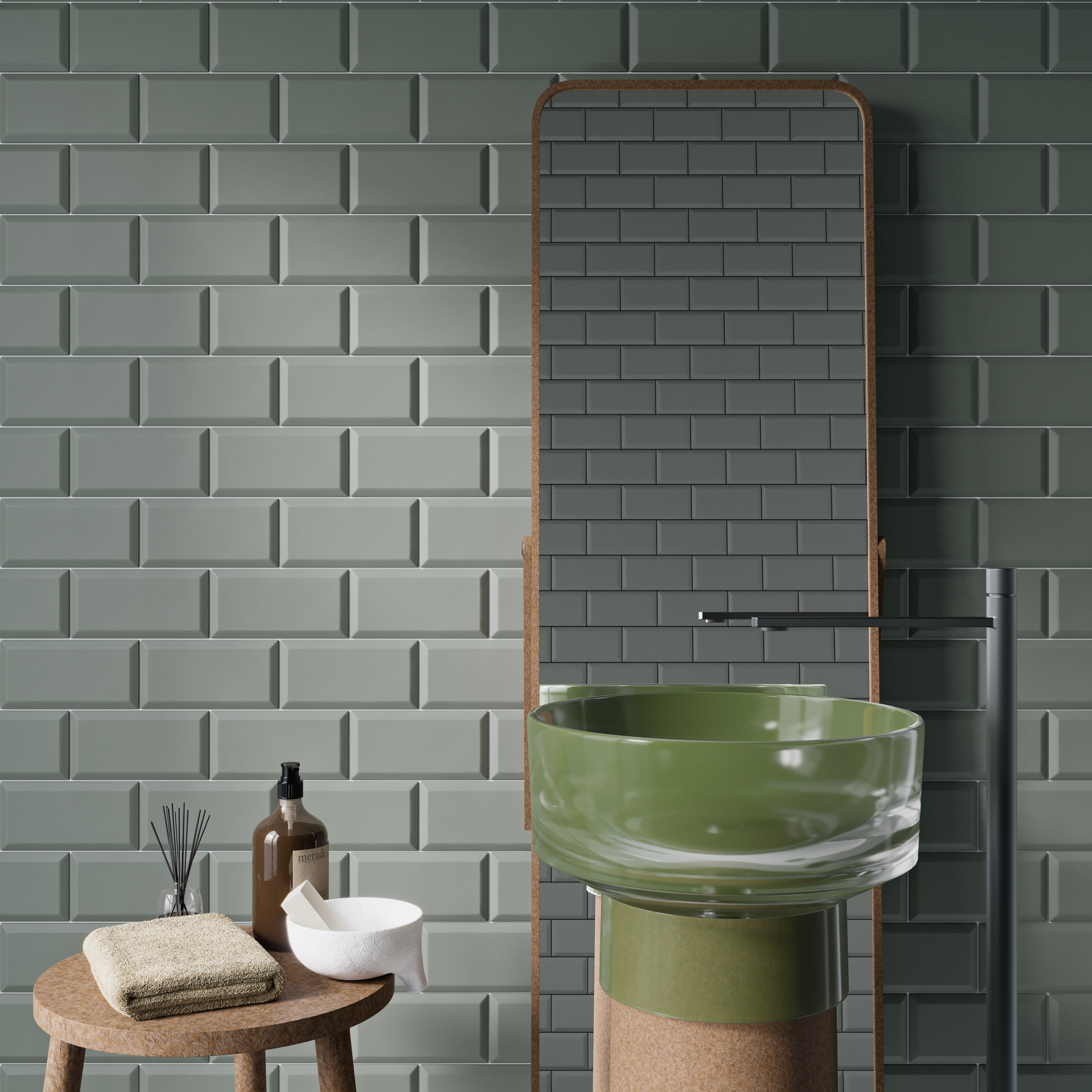 Azulejo cerámico Metro verde botánico mate 10x20 cm ARTENS | Leroy Merlin