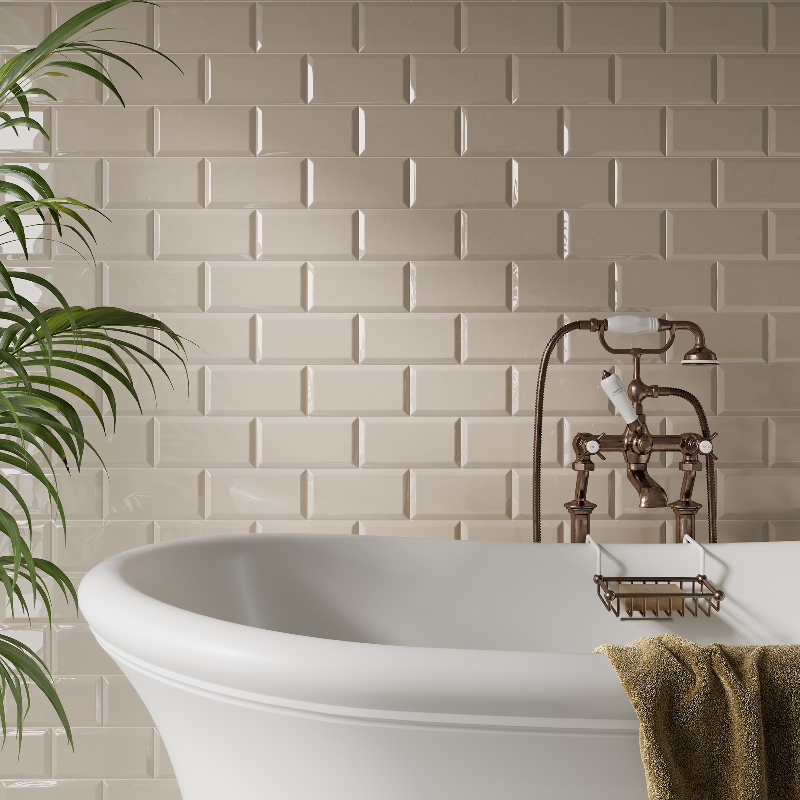 Azulejo cerámico Metro efecto beige brillante 10x20 cm ARTENS | Leroy ...