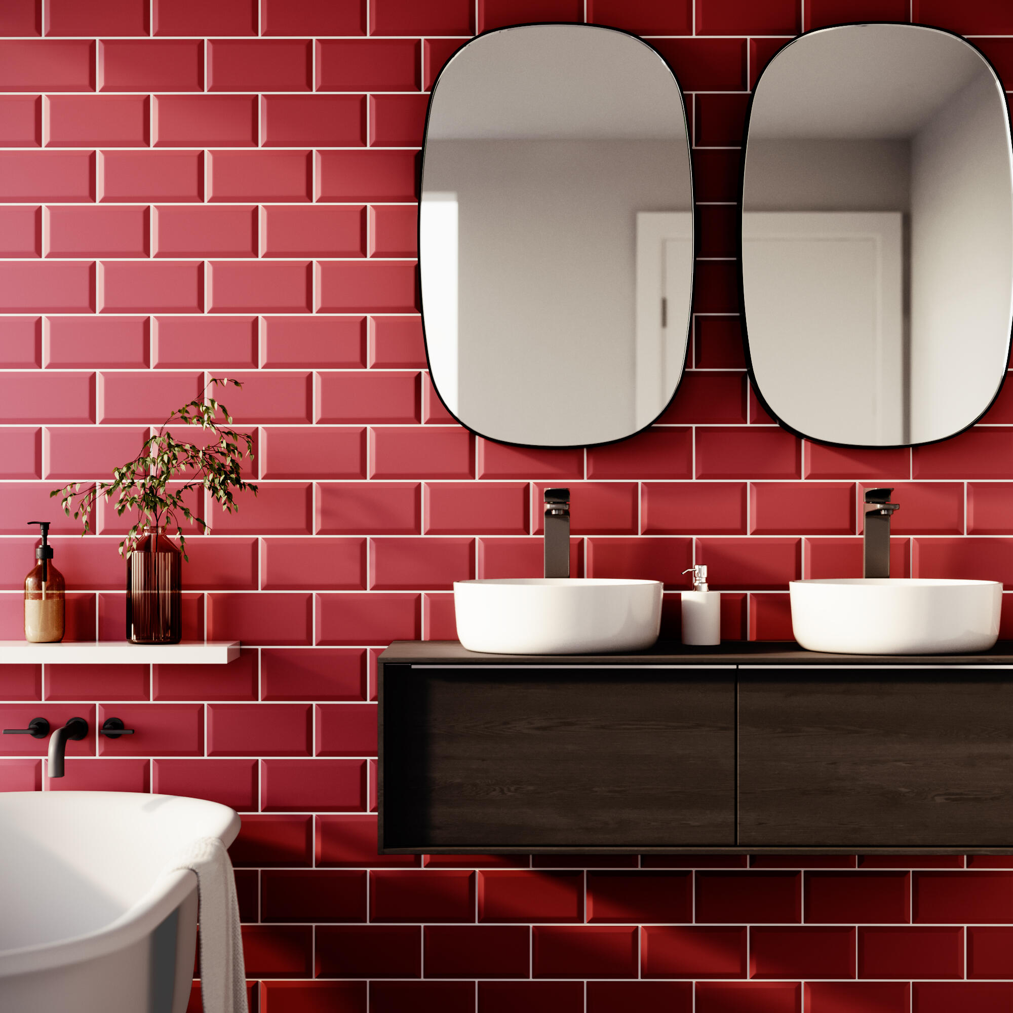 Carrelage mur intérieur effet rouge mat Metro l.10 x L.20 cm ARTENS ...