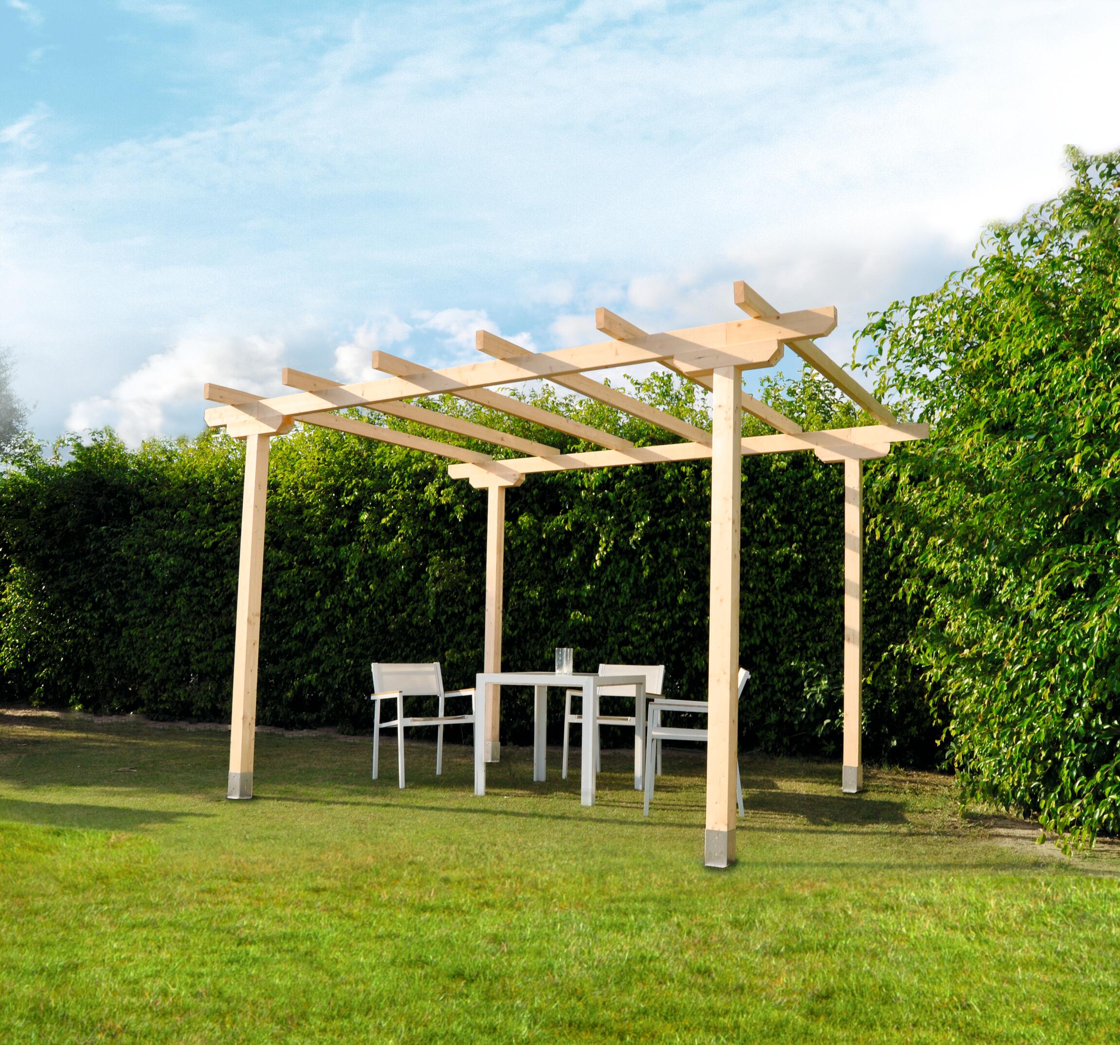 Pérgola de madera Cabo De Gata marrón 400 x 300 cm | Leroy Merlin