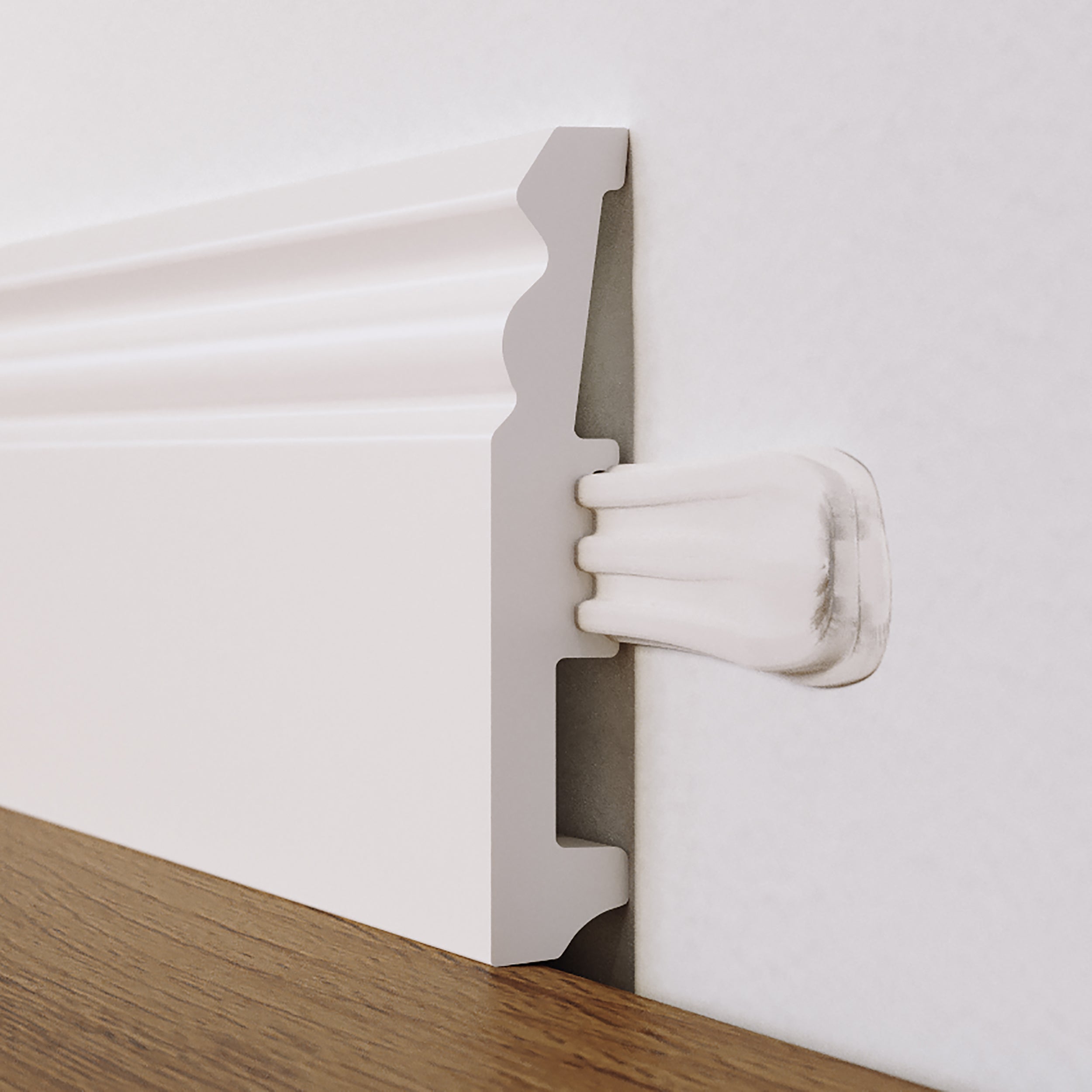 Battiscopa con passacavo Barocco ARTENS in polistirene bianco Sp 14 mm ...