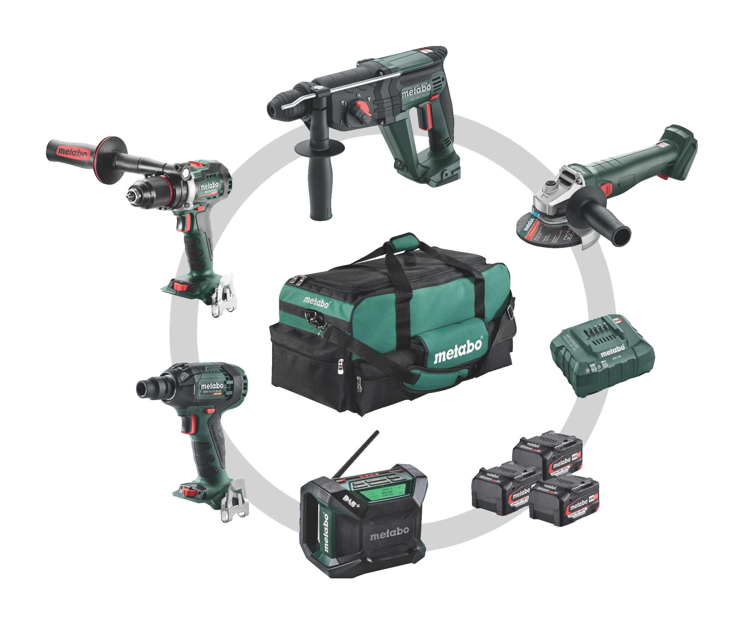 Set METABO TAL+KHA18LTX+AM+SSW18LTX300BL | Leroy Merlin