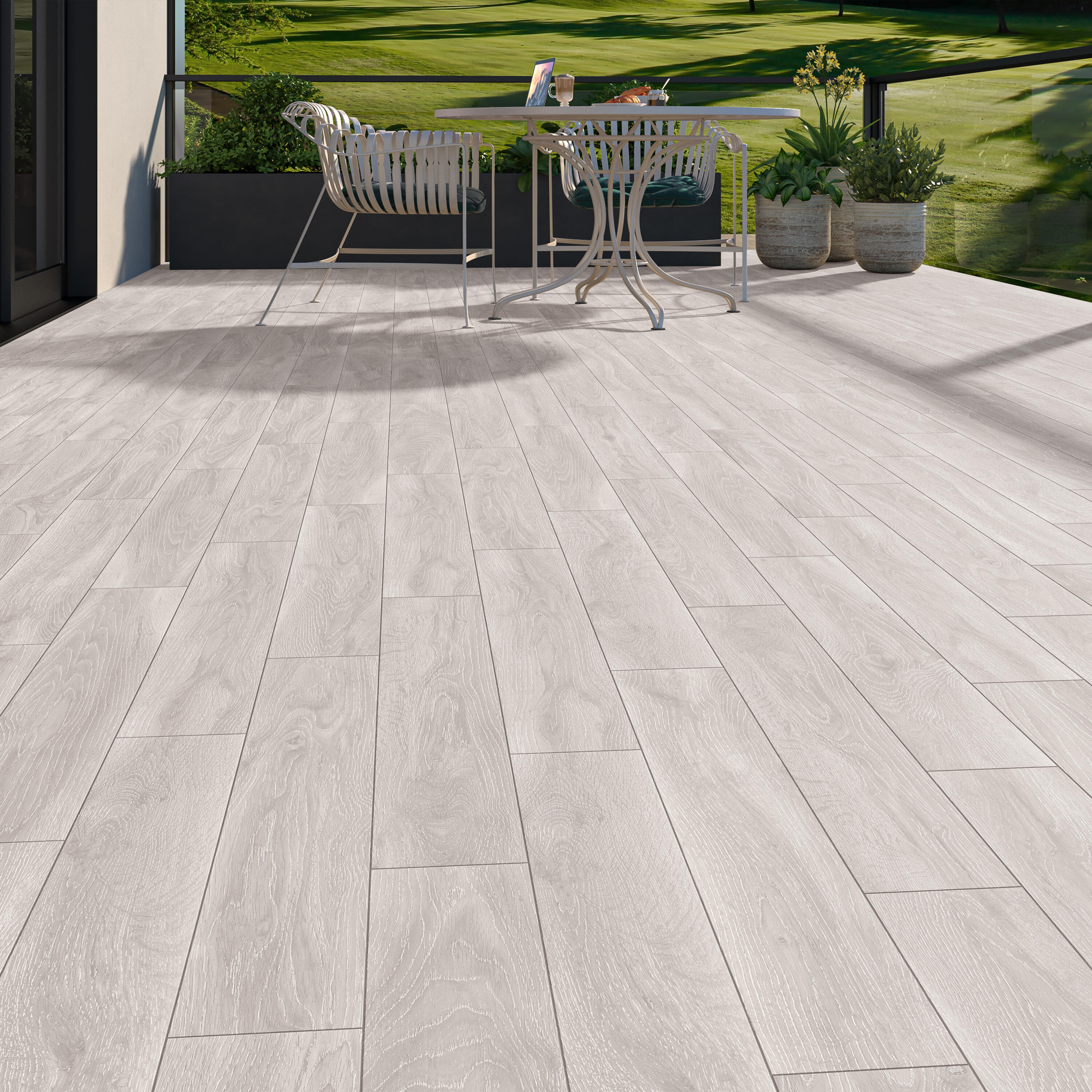 Suelo porcelánico efecto madera gris 90x15 cm C3 ARTENS | Leroy Merlin