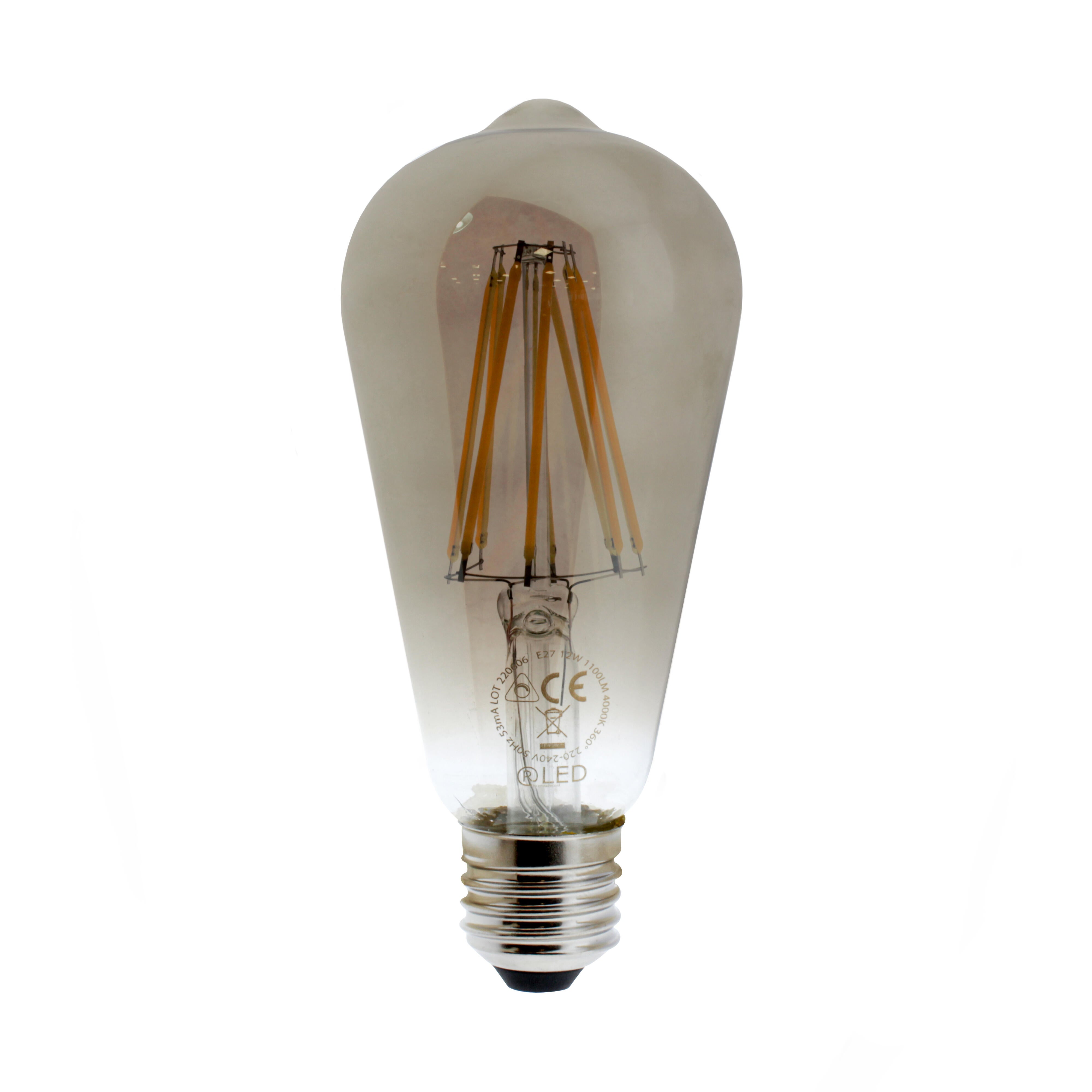 Bombilla decorativa con filamento LED E27 tubular 12W intensidad ...