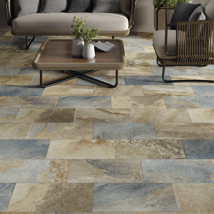 Suelo porcelánico Alcan efecto piedra multicolor 30x60 cm C3 ARTENS ...