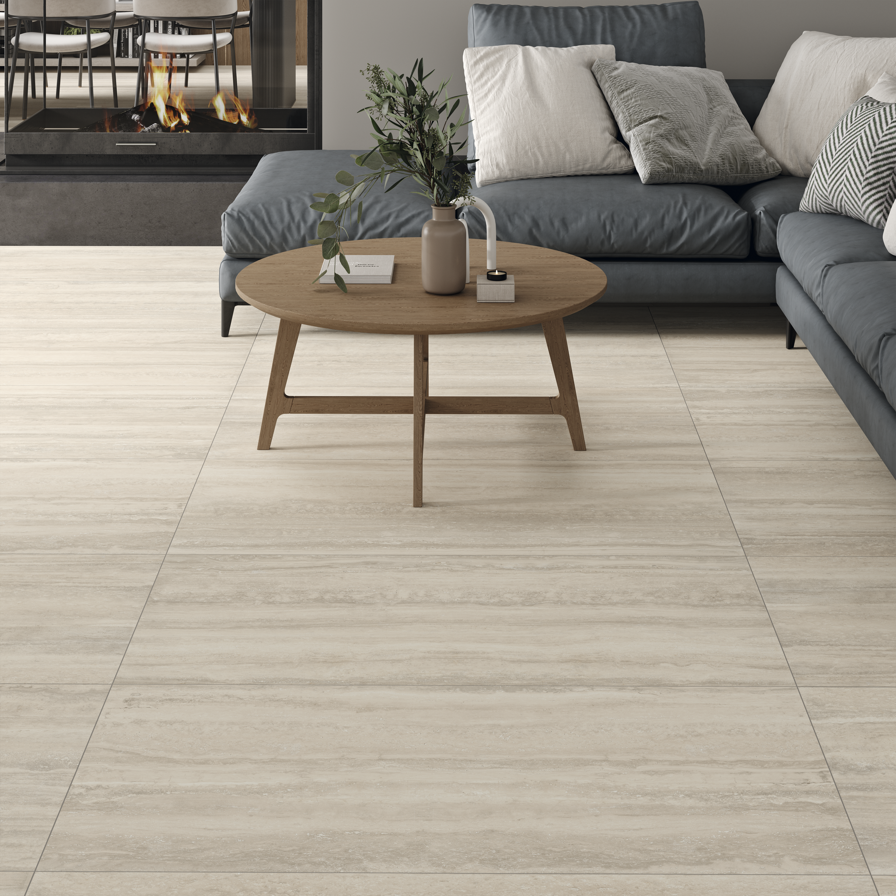 Carrelage sol/mur intérieur effet travertin beige Helos l.59.5 x L.120 ...
