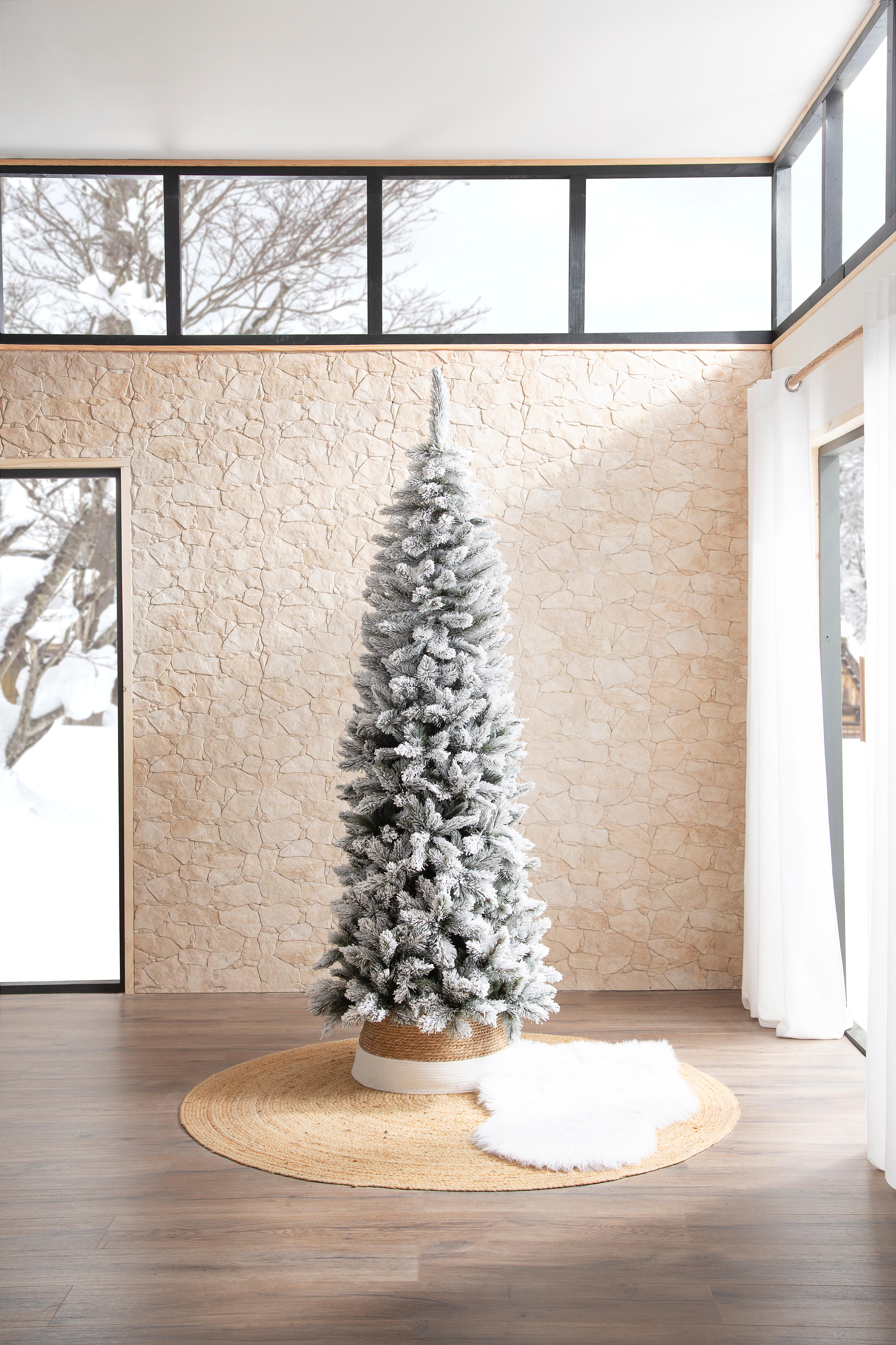 Árbol de Navidad Jasper Slim nevado de 210 cm de alto | Leroy Merlin